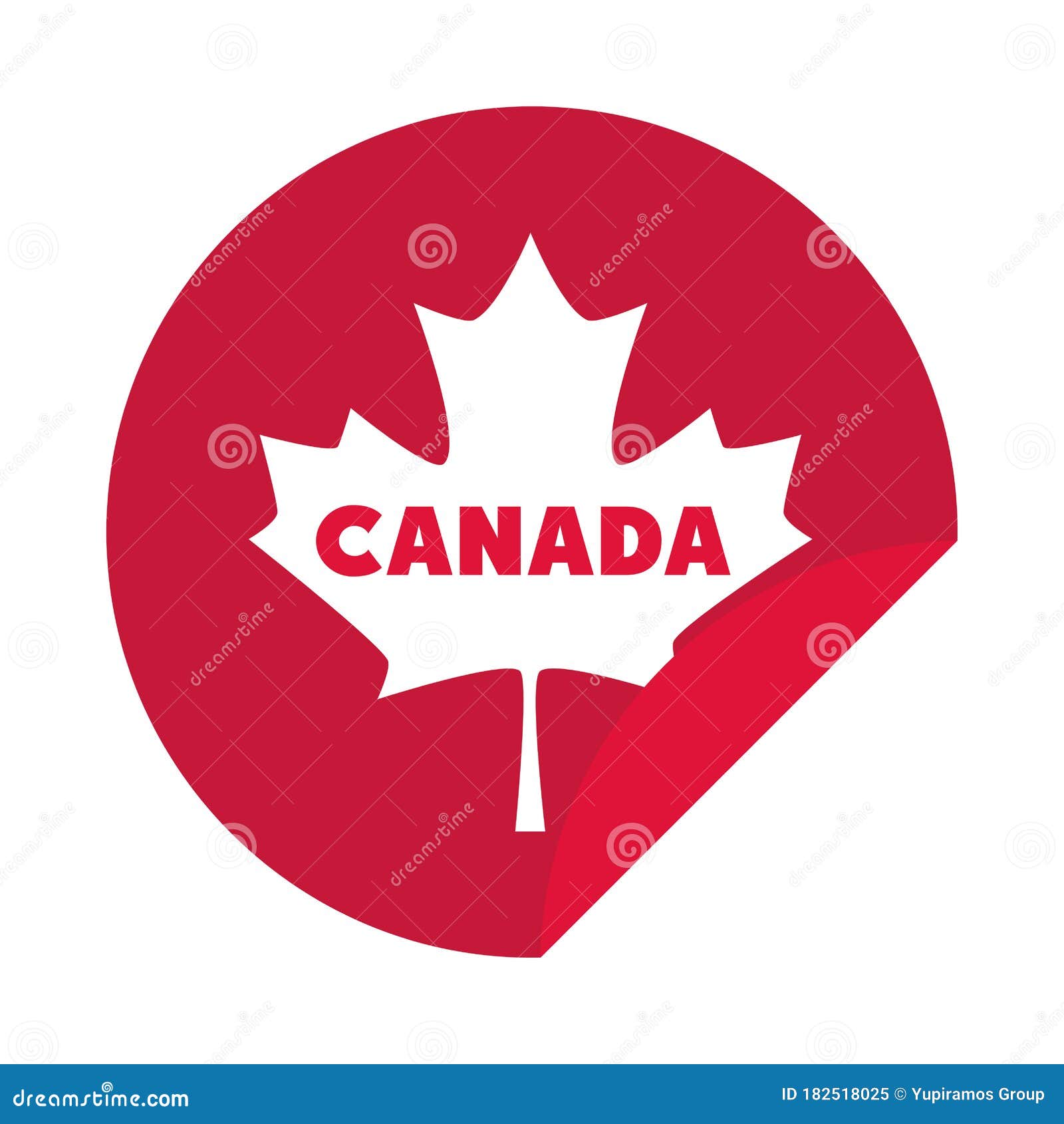 Canada Day, Red Sticker with Maple Leaf Emblem Flat Style Icon Stock ...