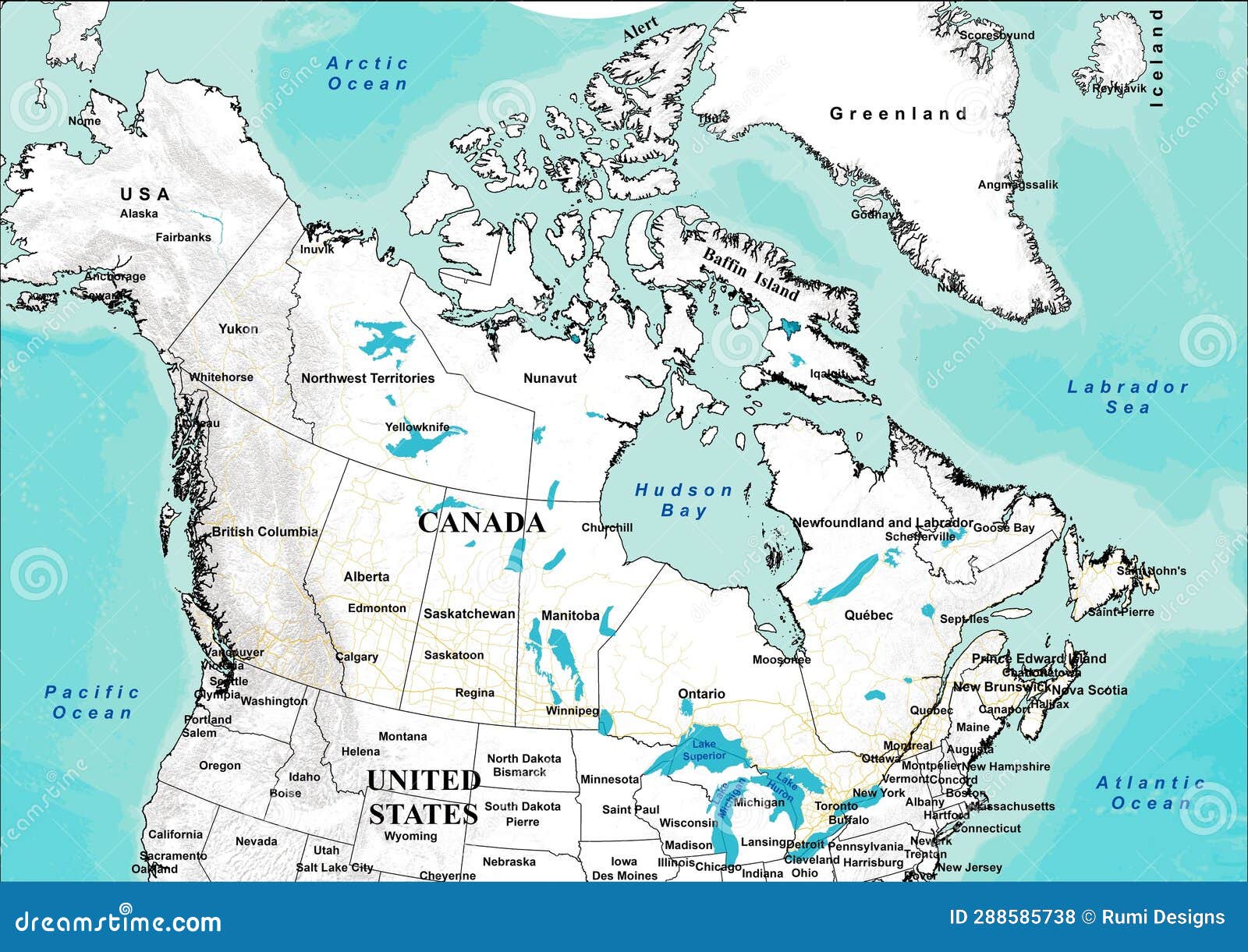 Canada. Detailed Physical Map Of Canada Colored According To Elevation ... Canada. Detailed Physical Map Of Canada Colored According To Elevation ...