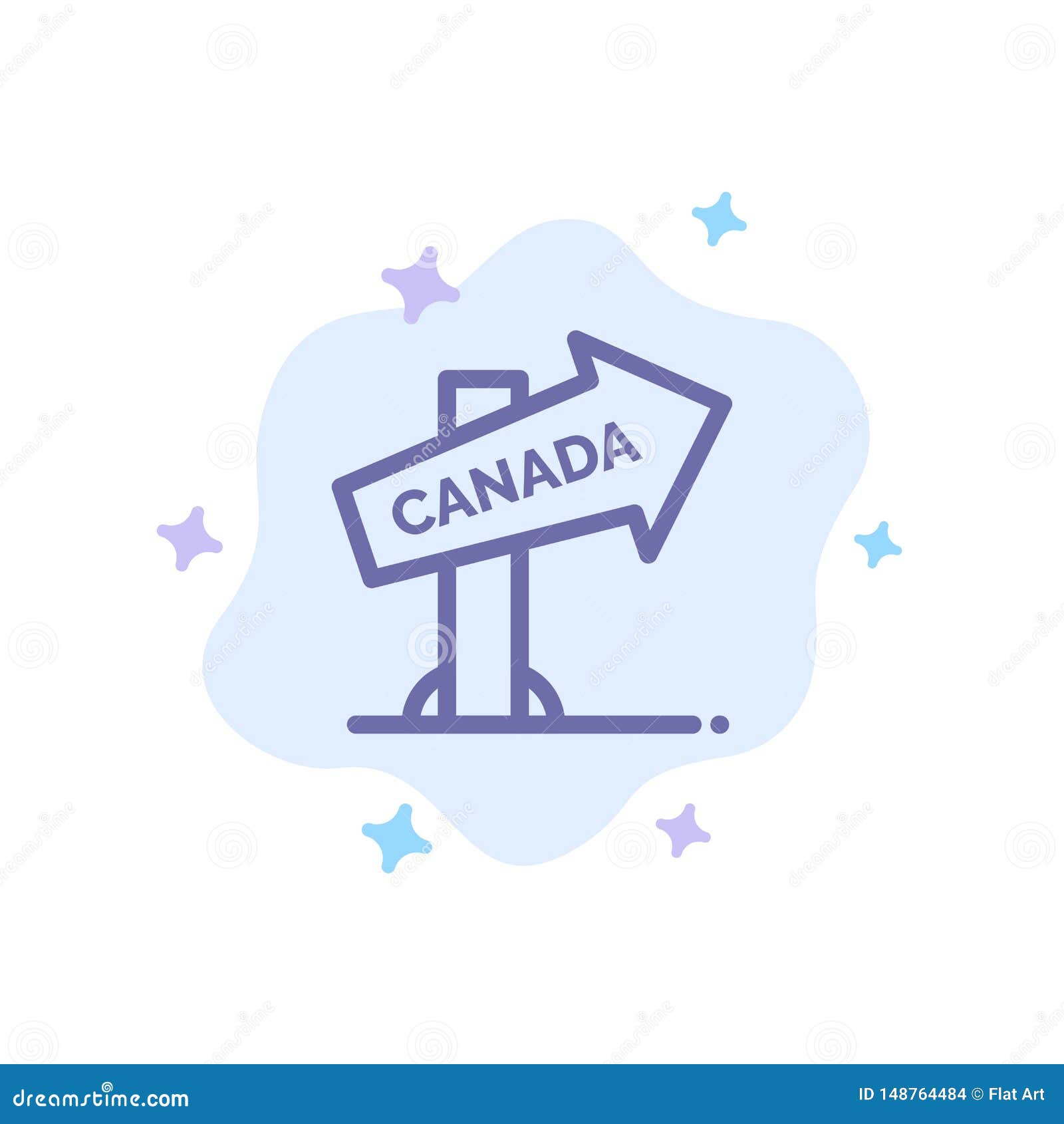 Canada, Direction, Location, Sign Blue Icon on Abstract Cloud ...