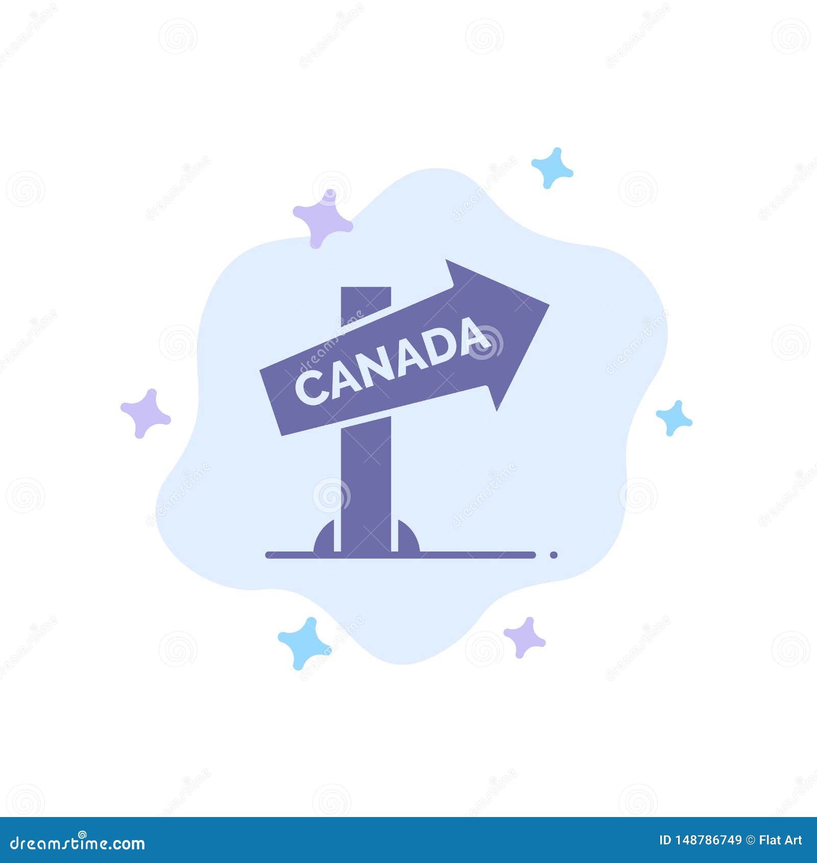 Canada, Direction, Location, Sign Blue Icon on Abstract Cloud ...