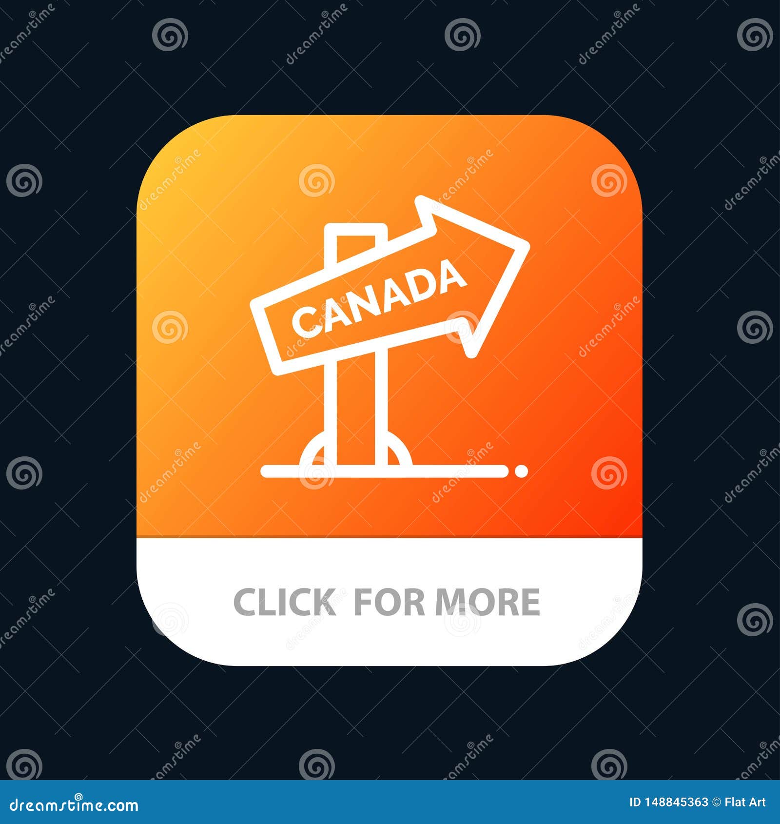 Canada, Direction, Location, Sign Mobile App Button. Android and IOS ...