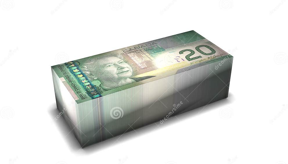 Canada 20 Dollars Banknotes Money Stack on White Background Editorial ...