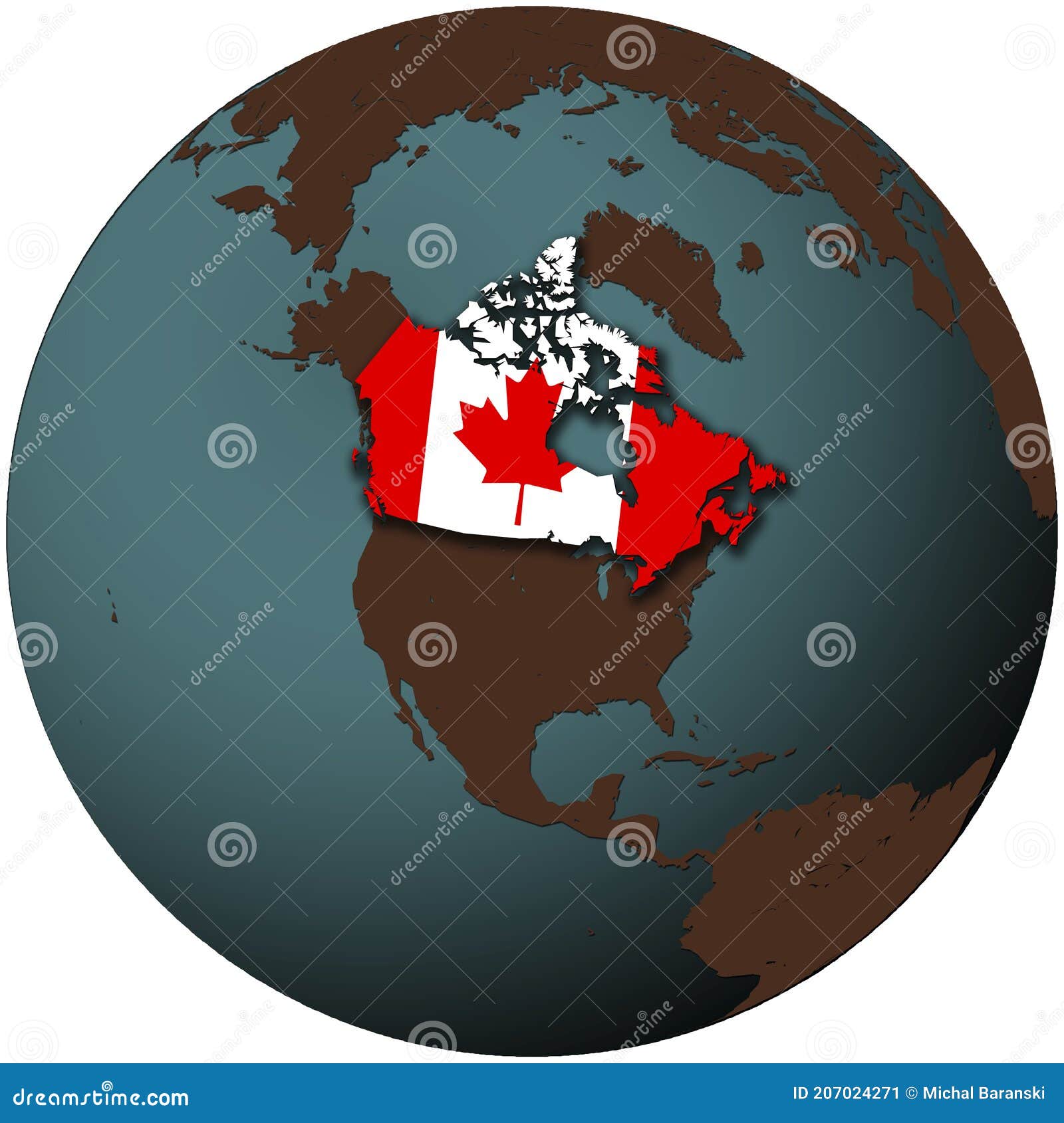 Canada on earth stock illustration. Illustration of projection - 207024271