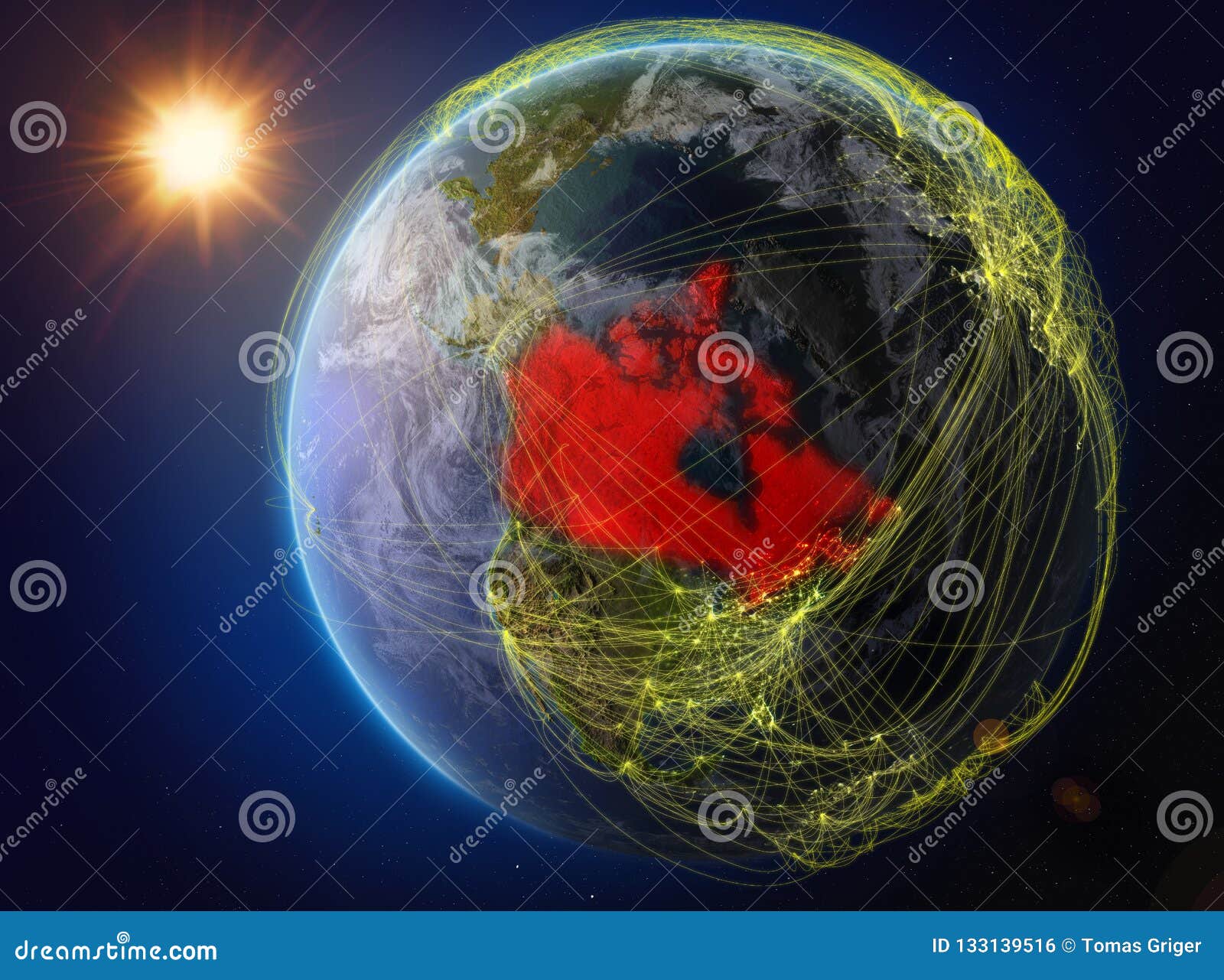 Canada on Earth with Network Stock Illustration - Illustration of ...