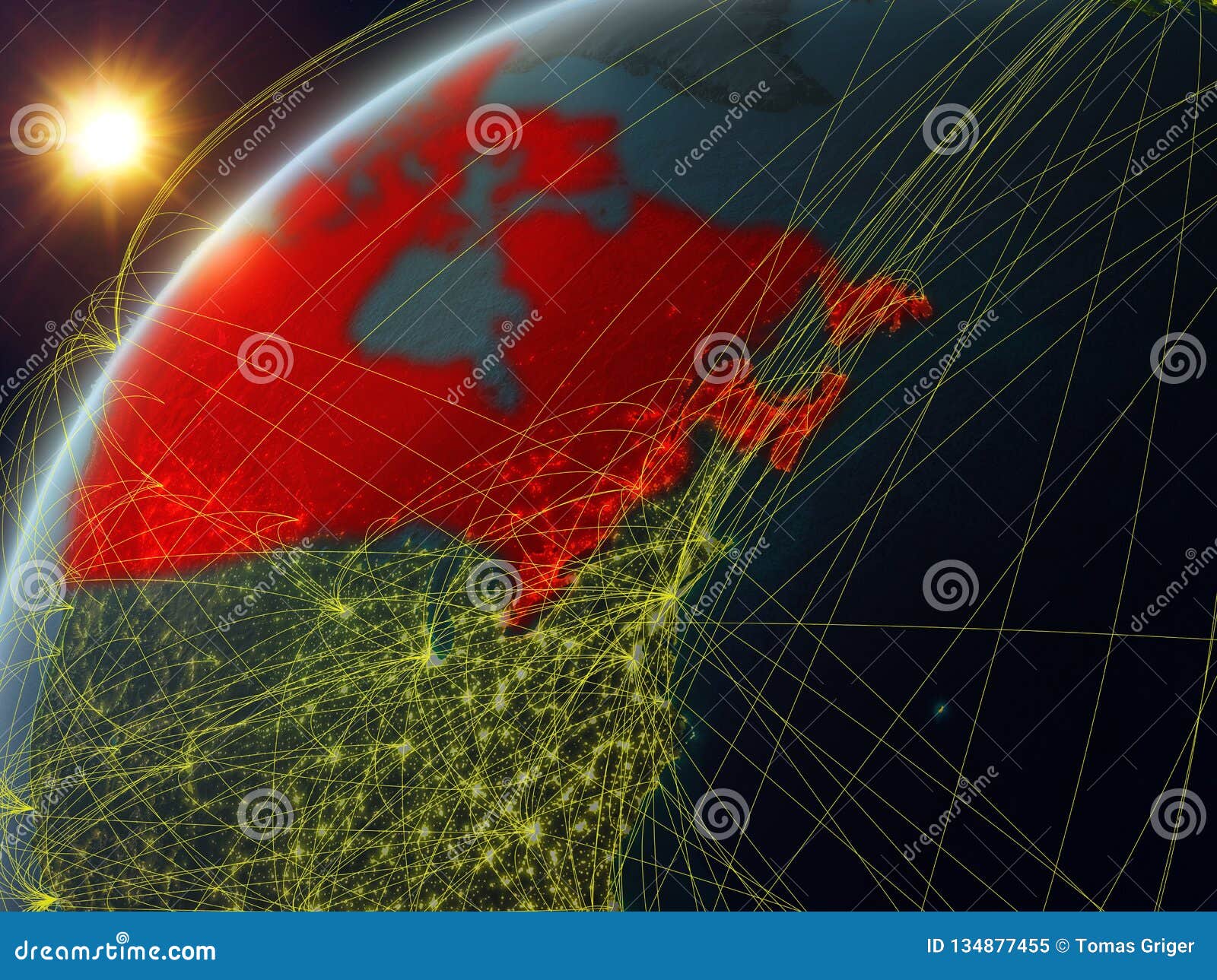 Canada on Earth with Network Stock Illustration - Illustration of ...
