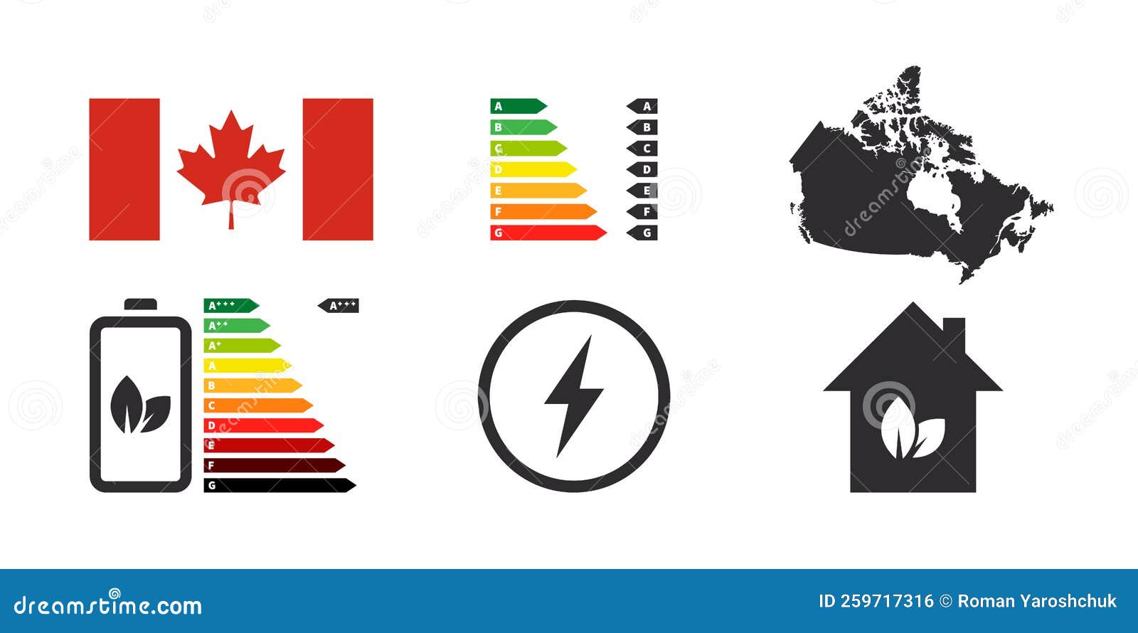 Canada Energy Efficiency Icons. Energy Performance Icons. Energy Rating ...