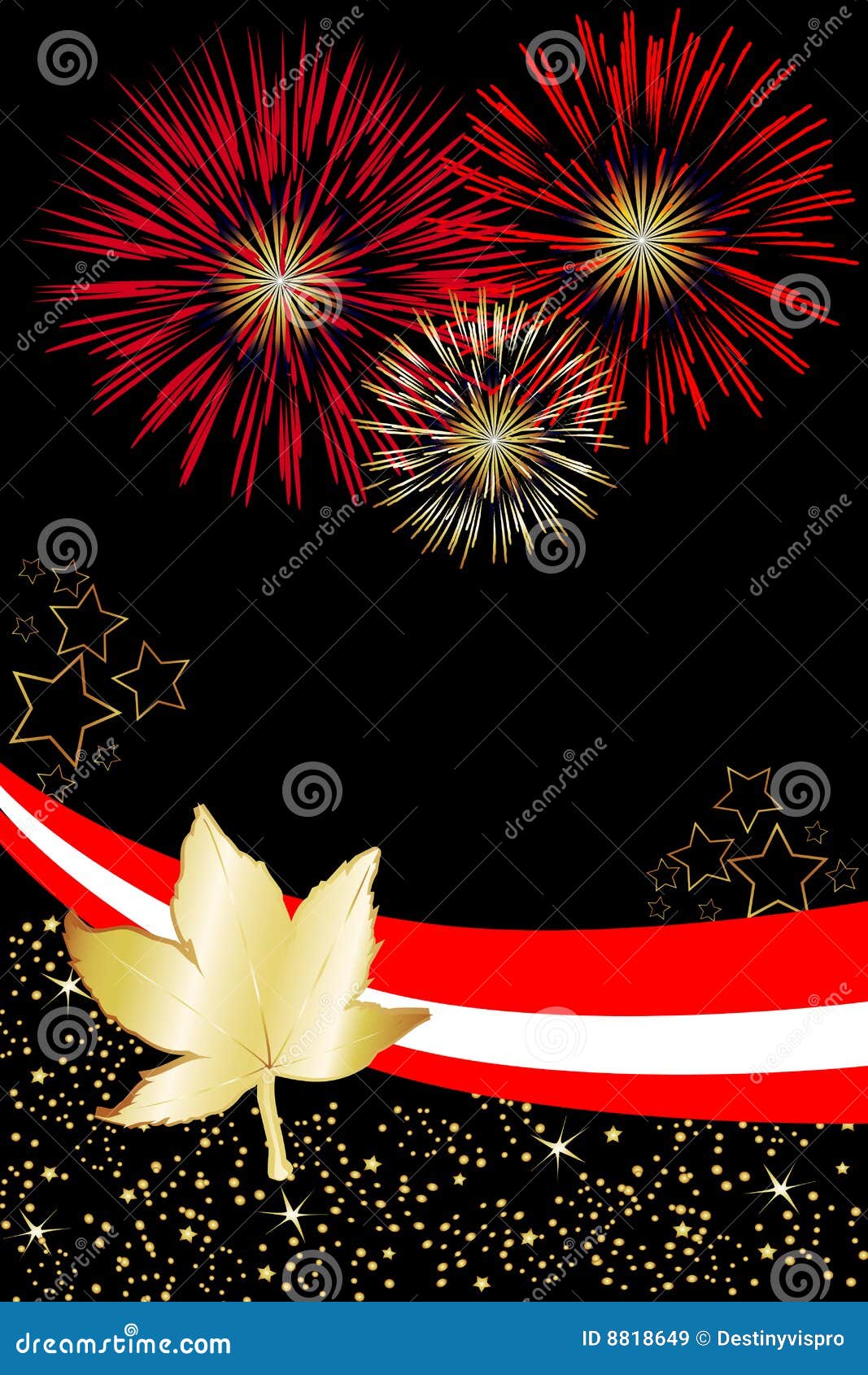 Canada Day Fireworks Spectacular A Vibrant Red Maple Leaf And Starburst ...