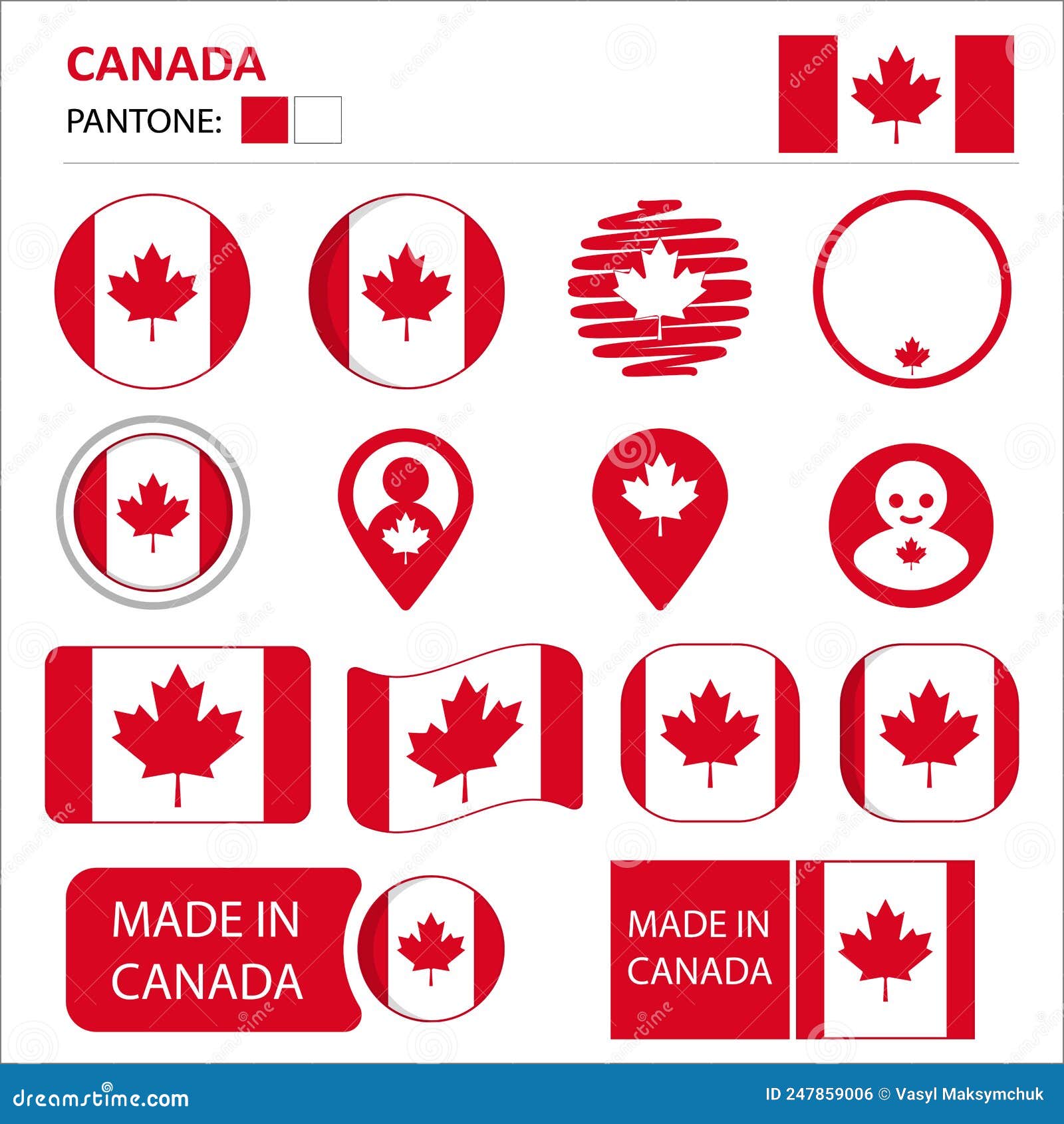 Canadian Flag (various Icons, Vector Image). Set Of Design Elements For ...