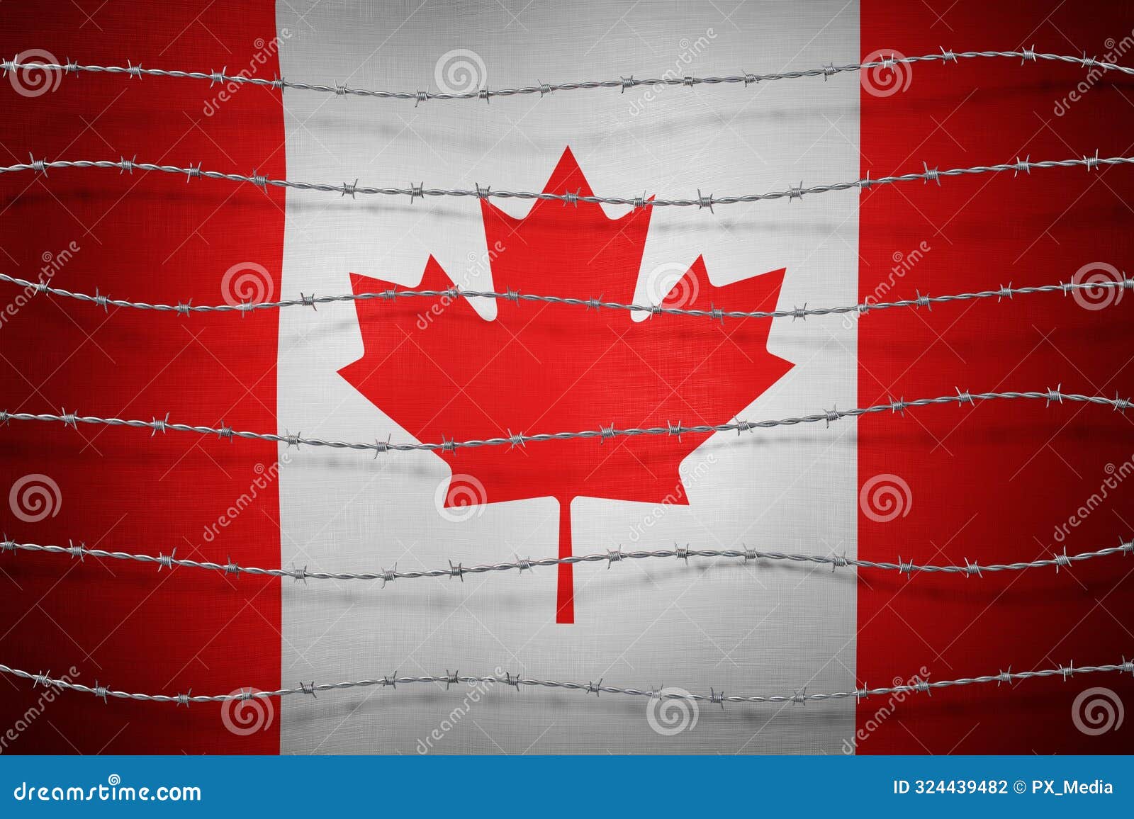 Canada Flag and Barbed Wire Stock Illustration - Illustration of emblem ...