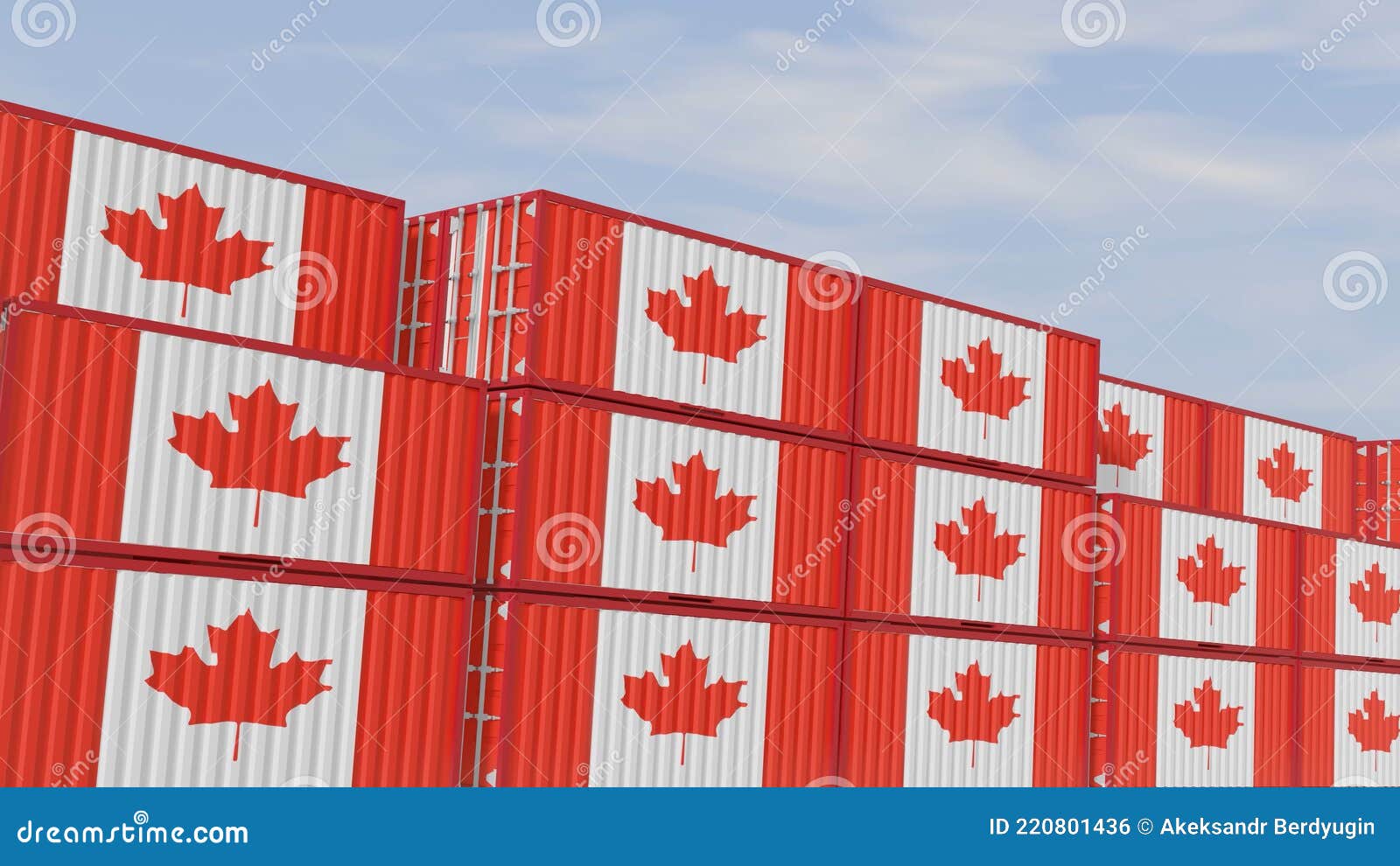 Canada Flag Containers are Located at the Container Terminal. Concept ...