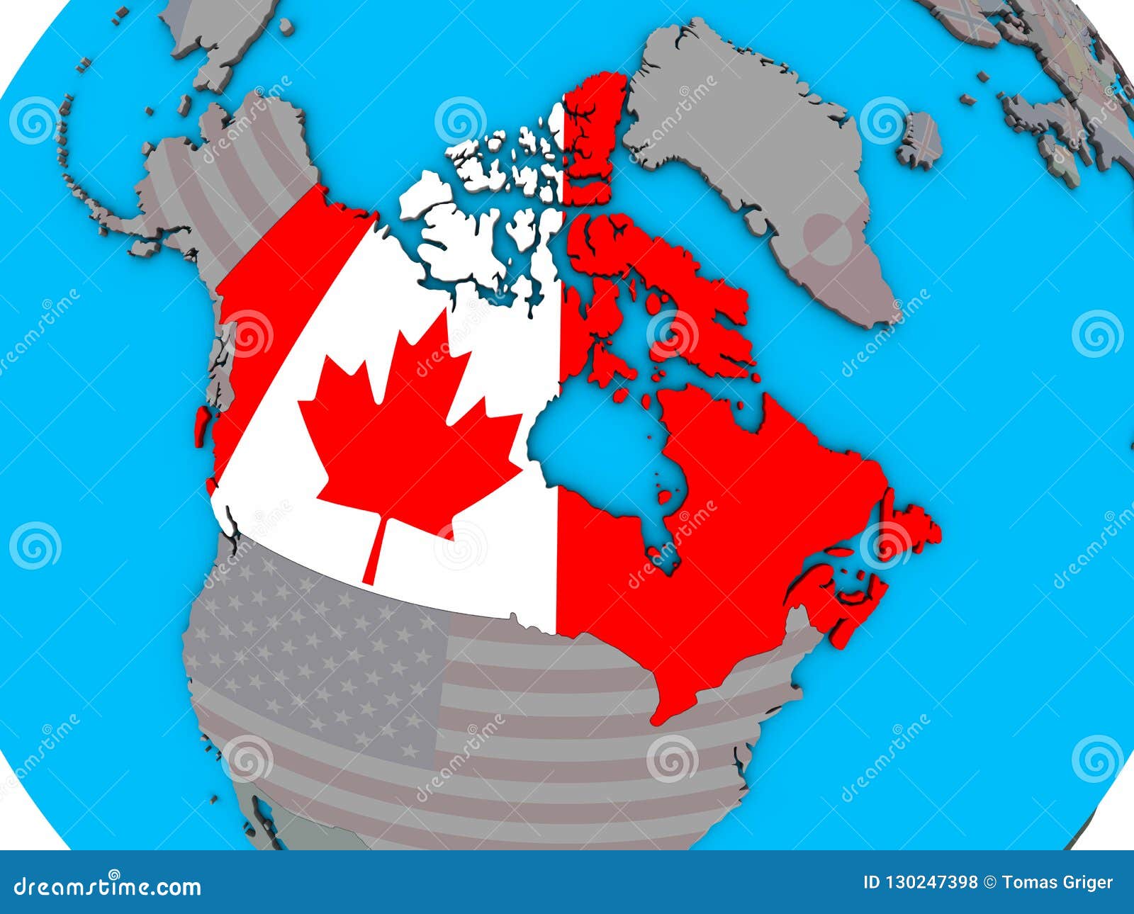Canada with flag on 3D map stock illustration. Illustration of canadian ...