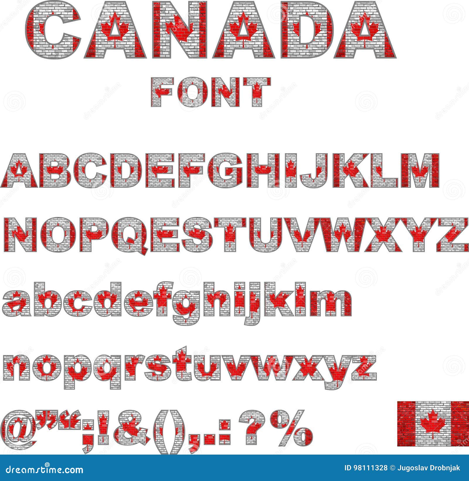 Canada flag font stock vector. Illustration of font, flag - 98111328
