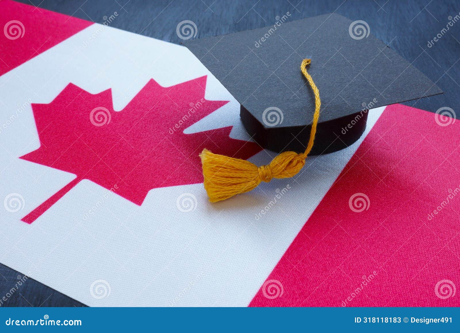 Canada Flag and Graduation Cap on it. Stock Image - Image of concept ...