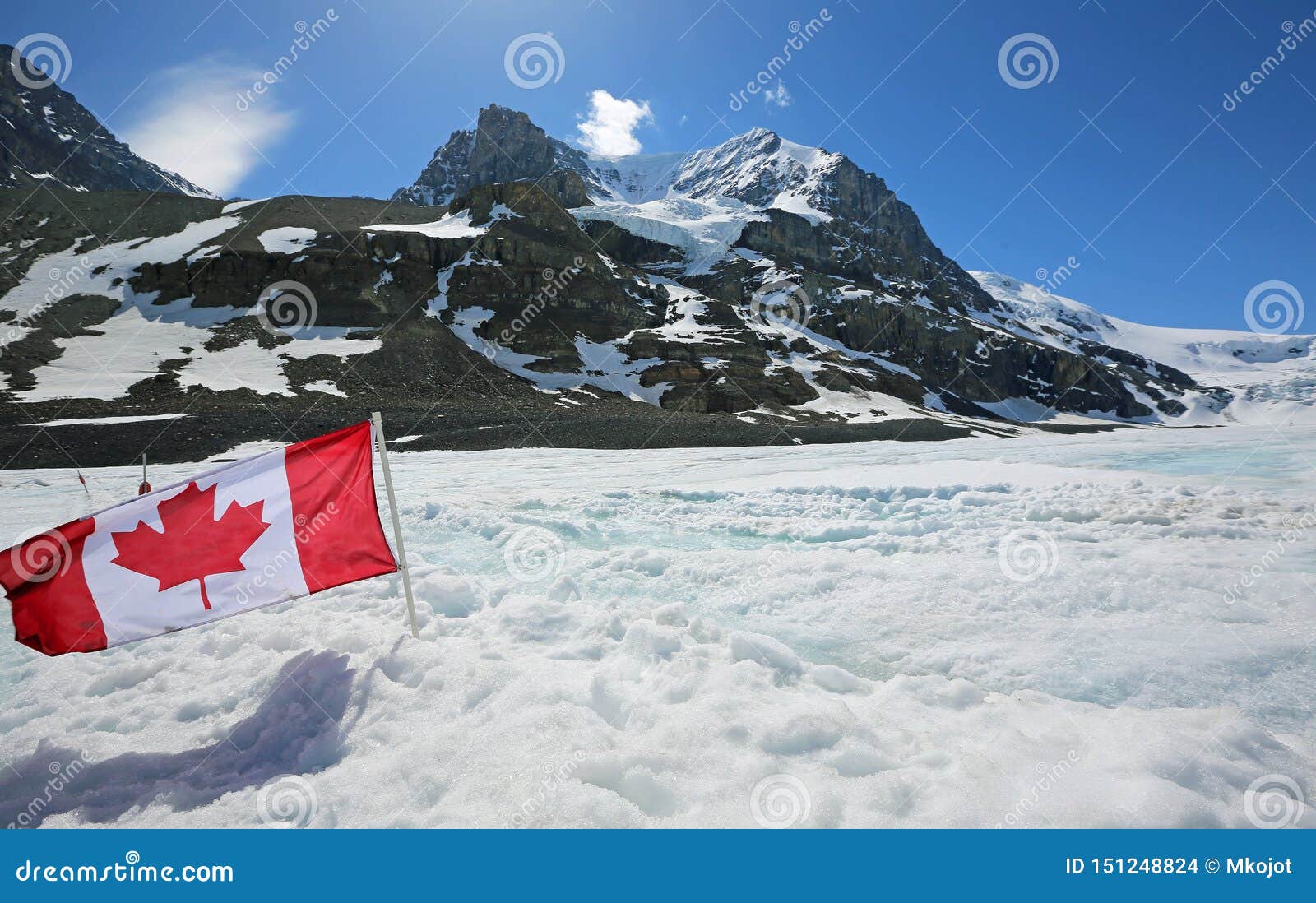 Canada flag in ice stock photo. Image of beautiful, alberta - 151248824