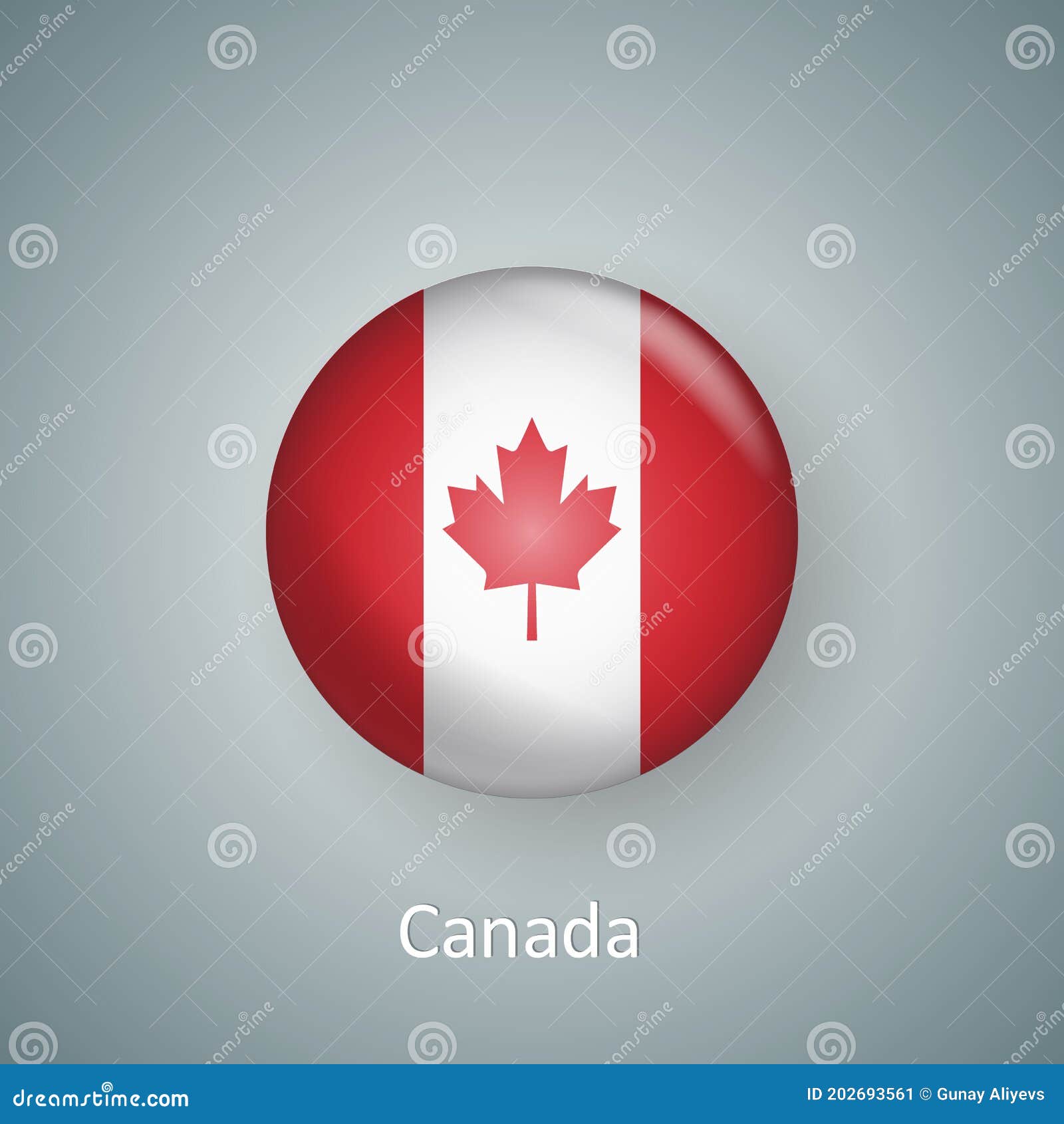 Canada Flag Icon Circle 3d Gradient Isolated Stock Illustration ...