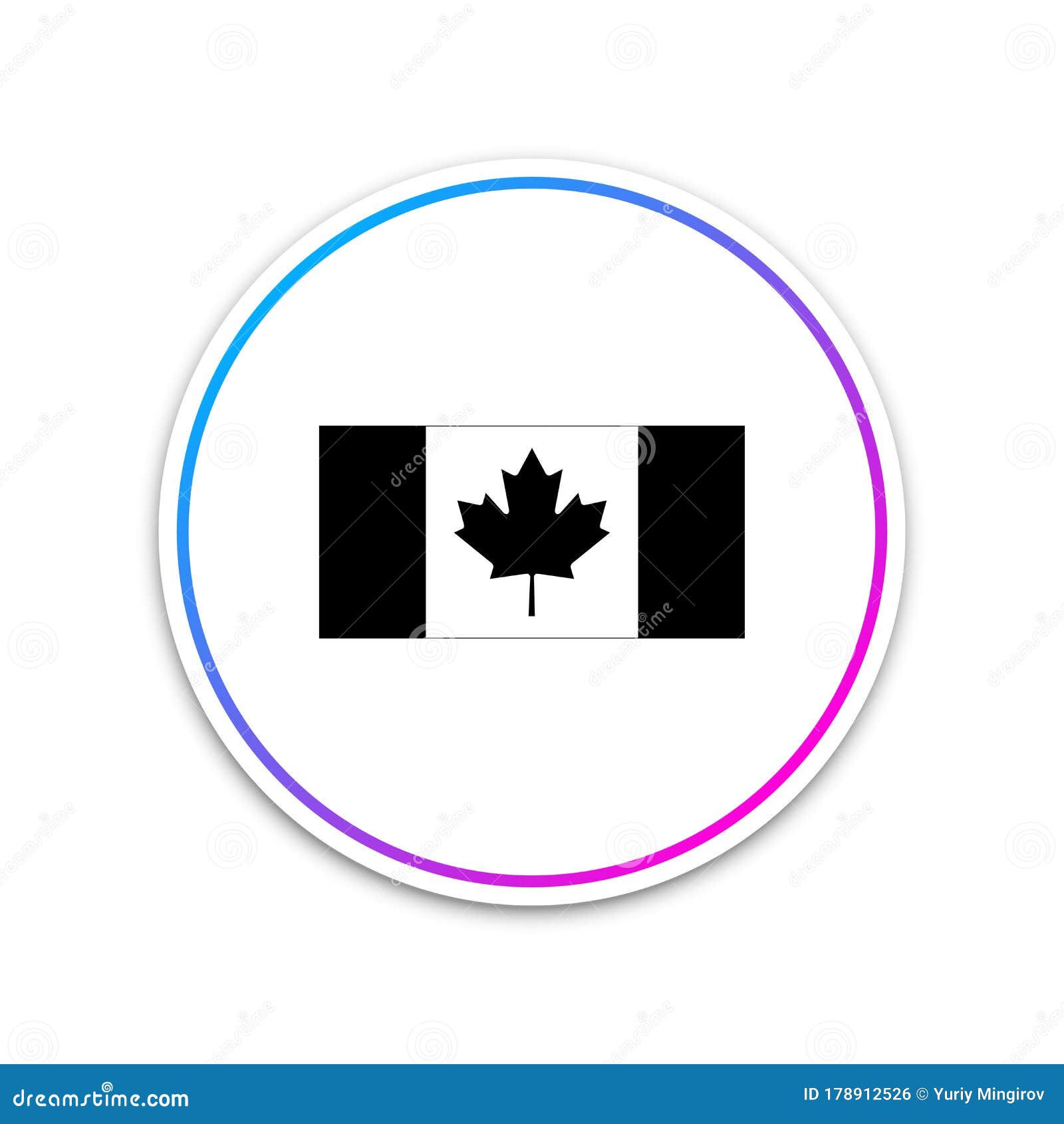 Canada Flag Icon Isolated on White Background. Circle White Button ...