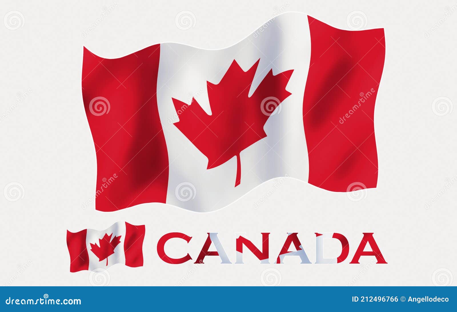 Canada Flag Illustration with Canada Text with White Space Stock ...