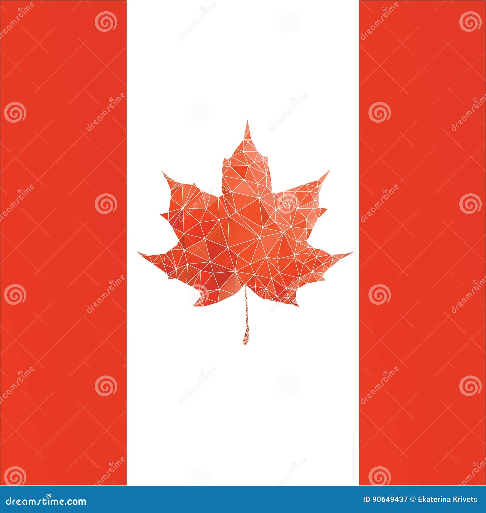 Canada Flag with Low Poly Maple Leaf Stock Vector - Illustration of ...