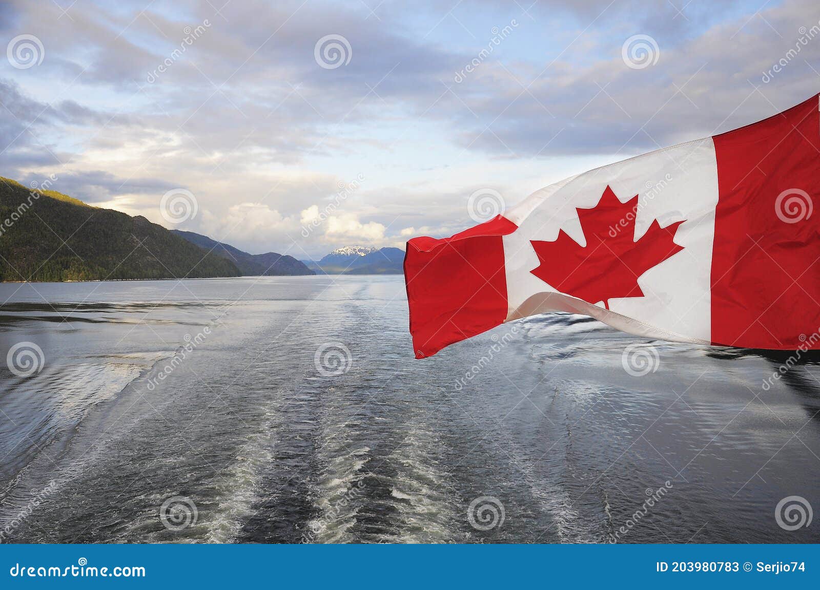 Canada Flag on Pacific Ocean Background Stock Image - Image of ...