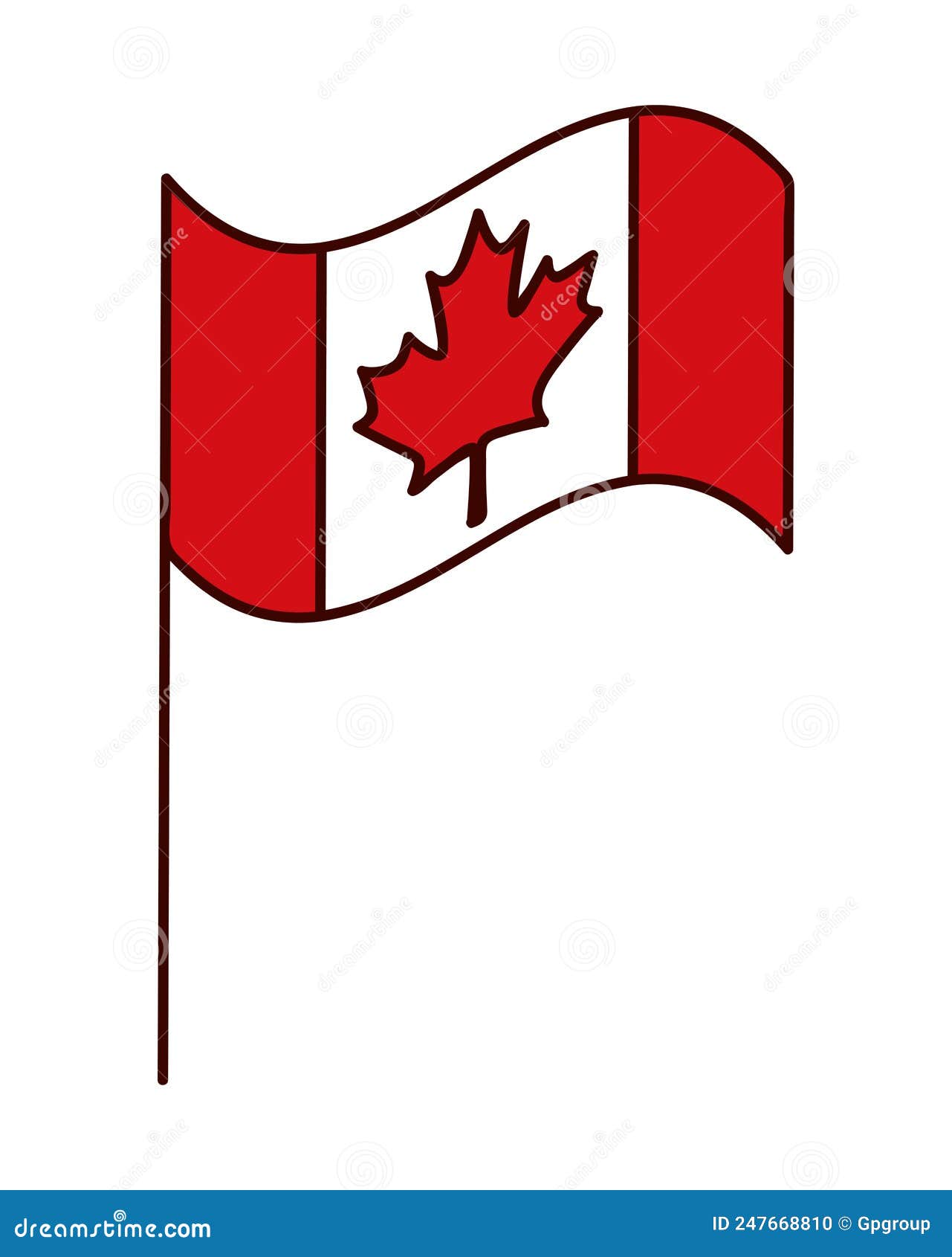 Canada flag on a post stock vector. Illustration of america - 247668810