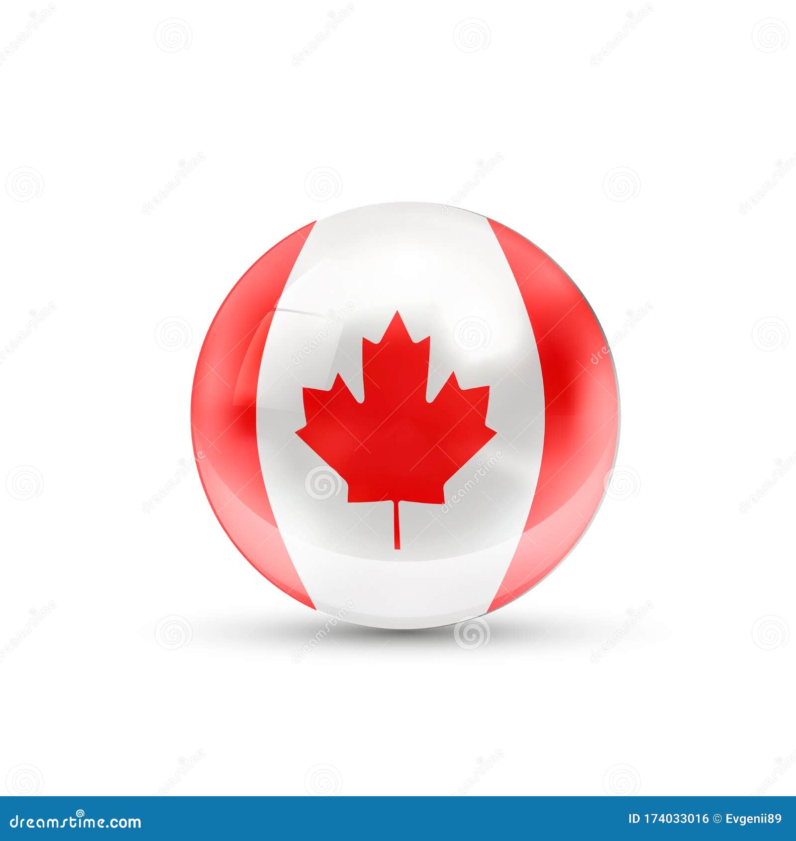 Canada Flag Projected As a Glossy Sphere on a White Background Stock ...