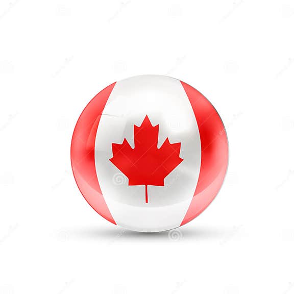 Canada Flag Projected As a Glossy Sphere on a White Background Stock ...