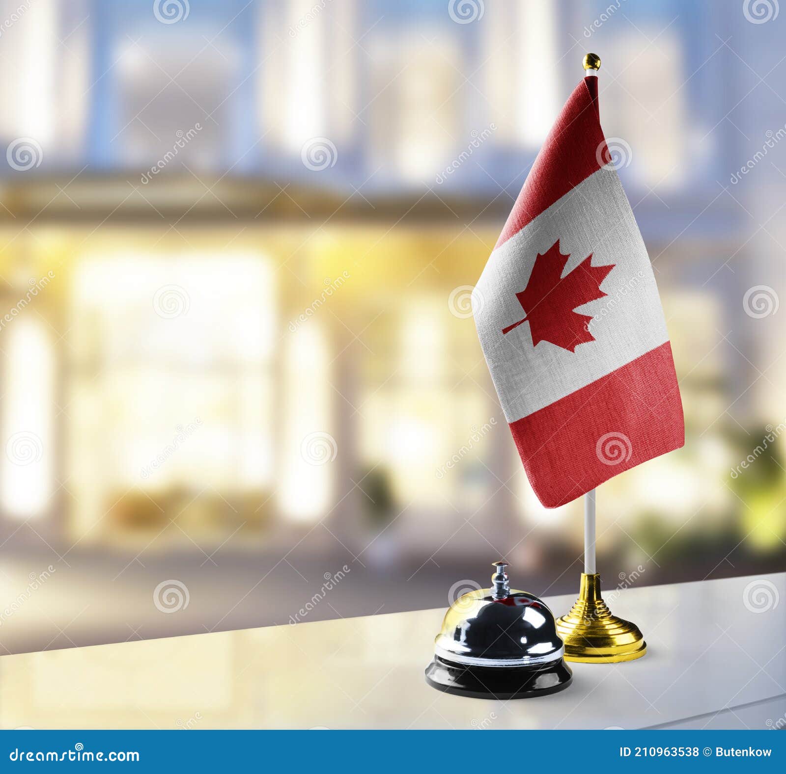 Canada Flag on the Reception Desk in the Lobby of the Hotel Stock Photo ...