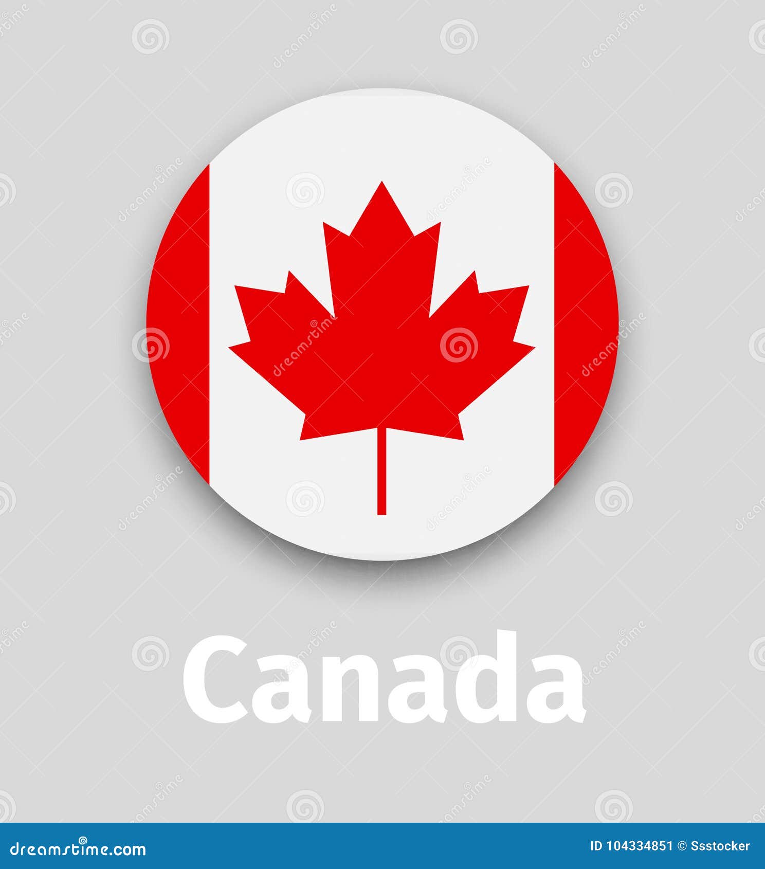 Canada Flag, Round Icon with Shadow Stock Vector - Illustration of ...