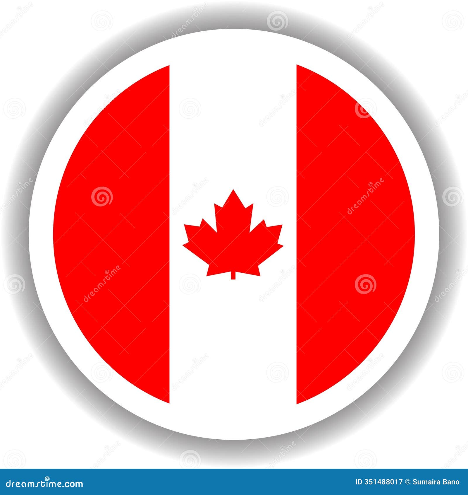 Canada Flag Round Shape stock vector. Illustration of travel - 351488017
