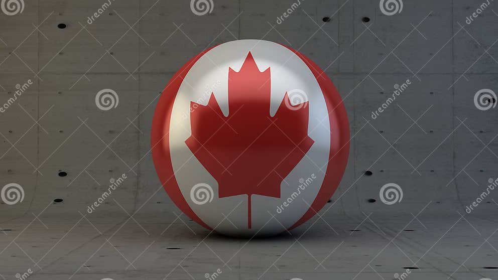 Canada Flag Sphere Icon in Concrete Room Stock Illustration ...
