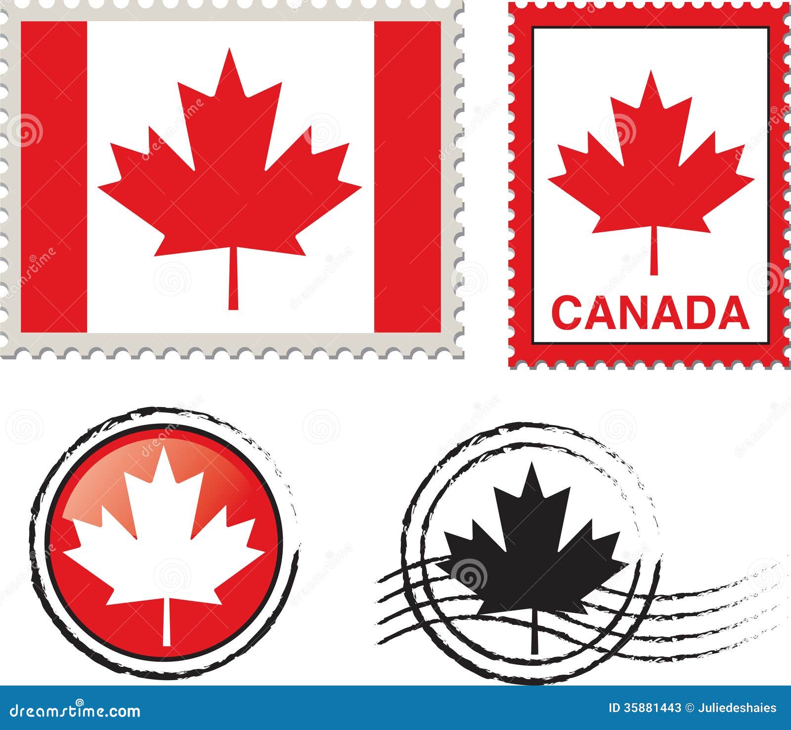 Canada flag stamp stock vector. Illustration of canada - 35881443