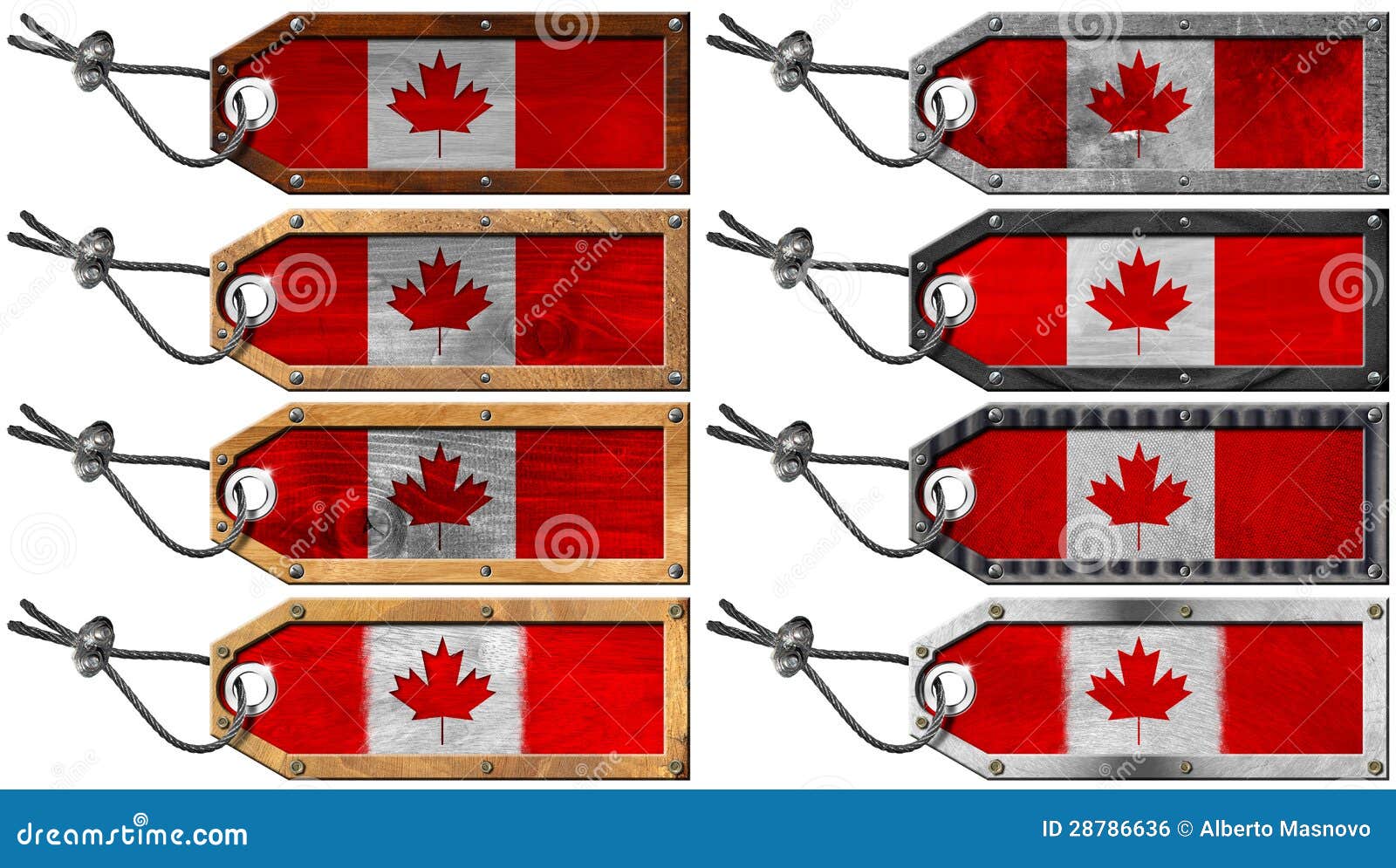 Canada Flags Set of Wooden and Metal Tags Stock Illustration ...