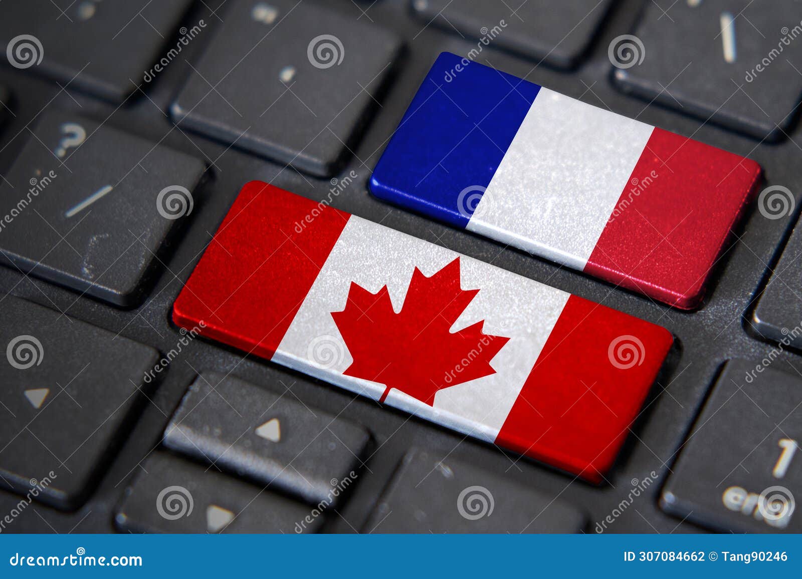 Canada and France Flags on Computer Keyboard Stock Photo - Image of ...