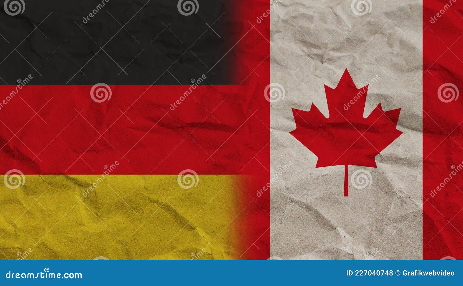 Canada and Germany Flags Together, Crumpled Paper Effect 3D ...