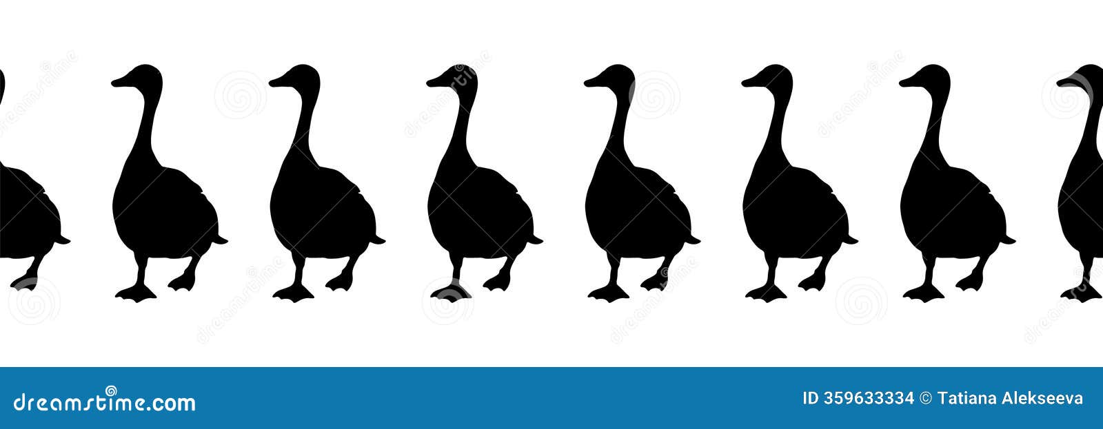 Canada Goose. Seamless Borders. Pattern of Black Silhouettes of Birds ...