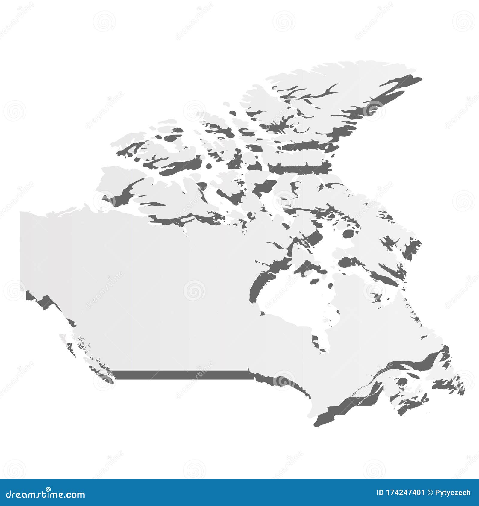 Canada - Grey 3d-like Silhouette Map of Country Area with Dropped ...