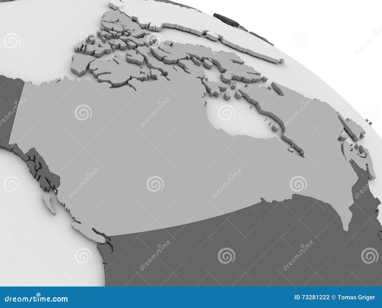 Canada on grey 3D map stock illustration. Illustration of globe - 73281222
