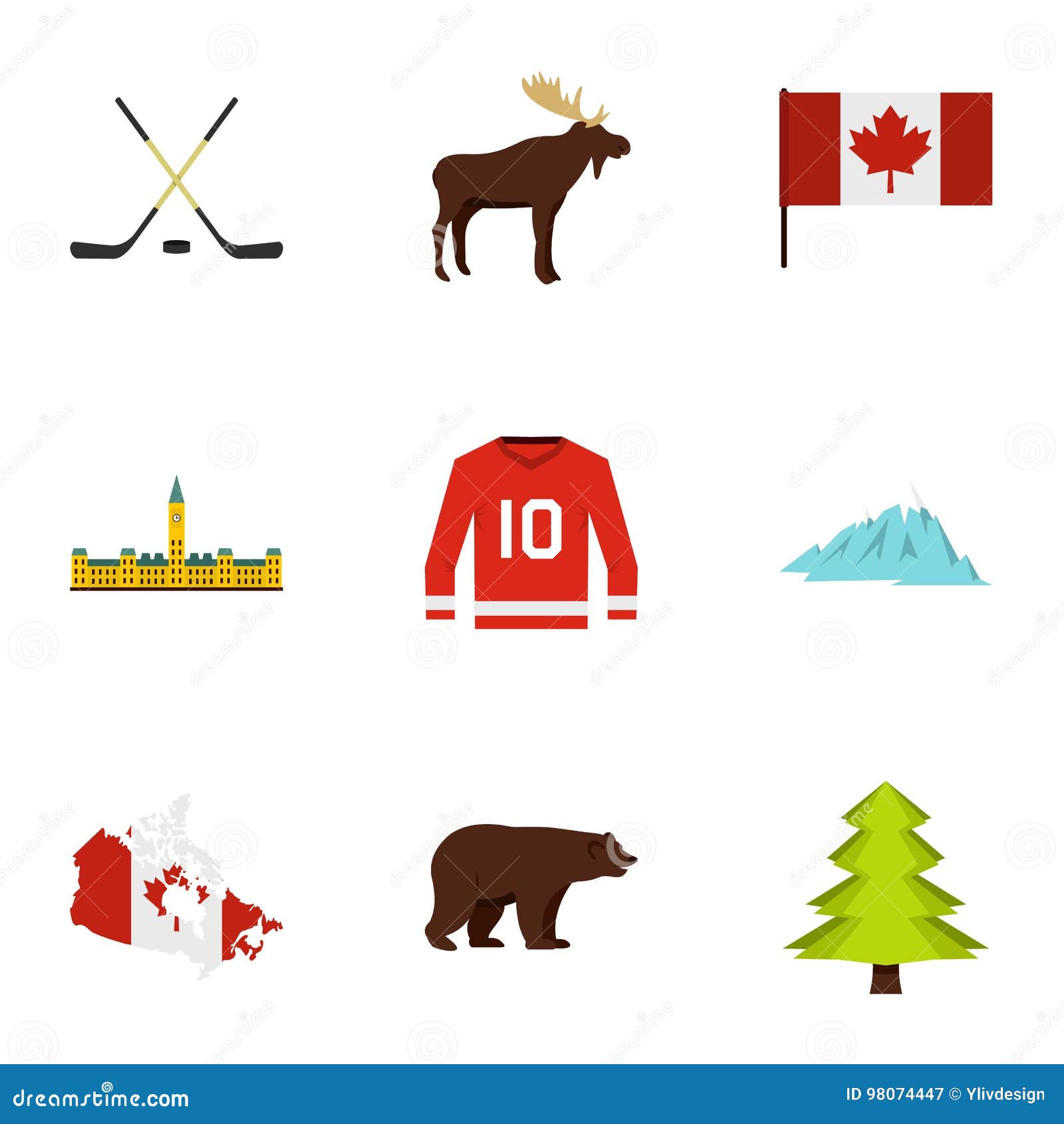 Canada Icon Set, Flat Style Stock Vector - Illustration of parliament ...