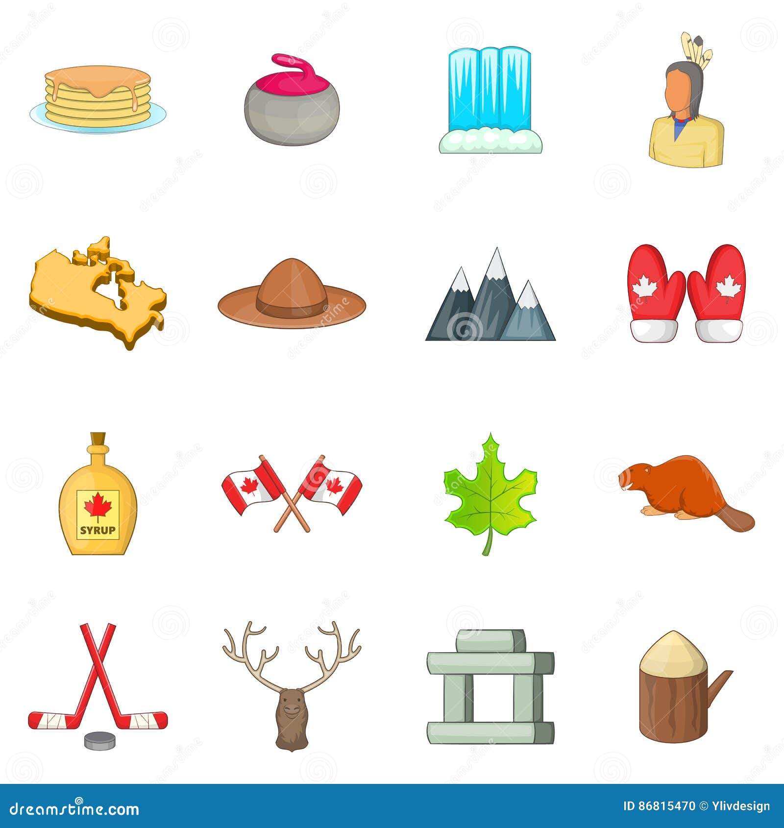 Canada Icons Set, Cartoon Style Stock Vector - Illustration of cartoon ...