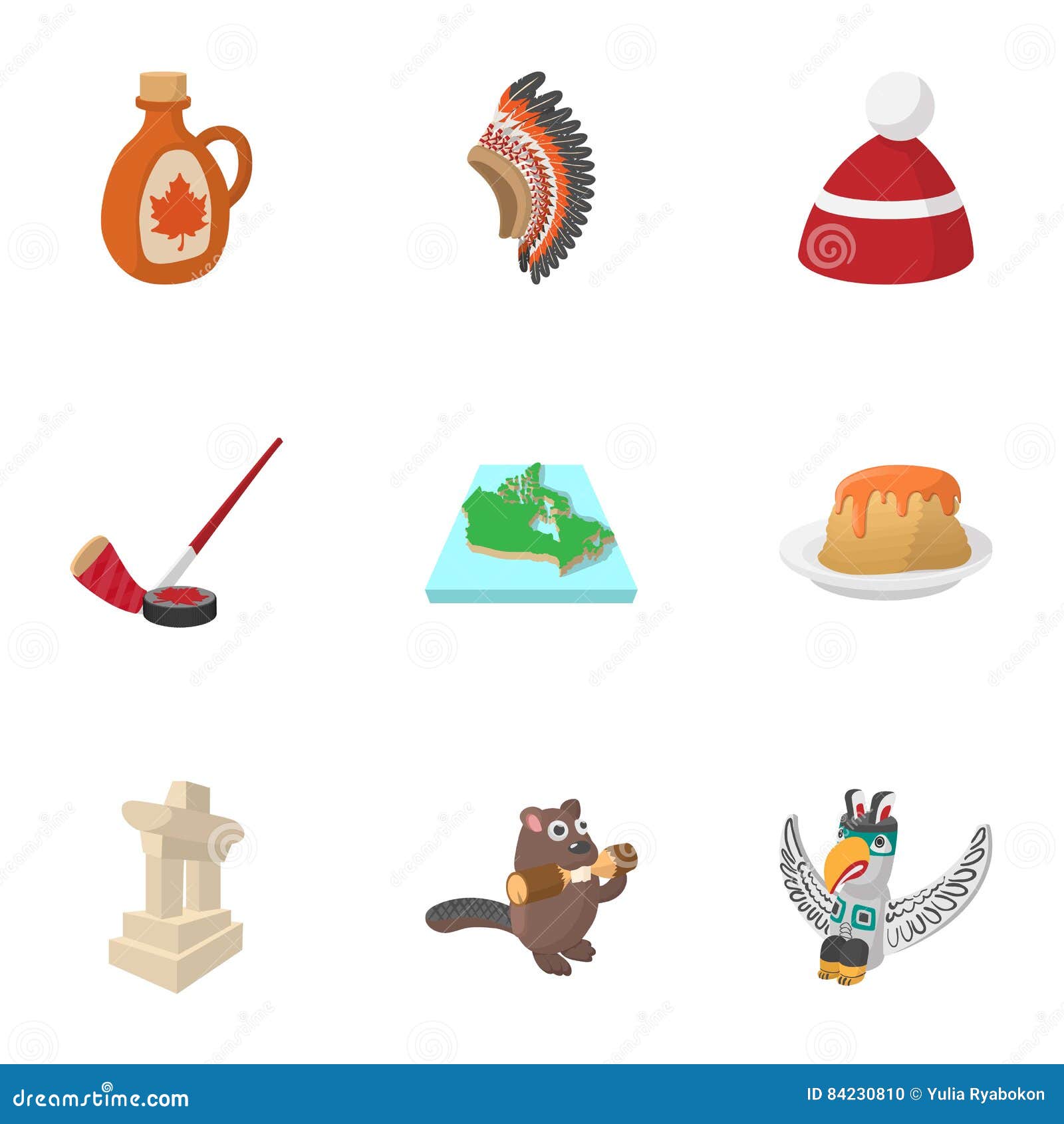 Canada Icons Set, Cartoon Style Stock Vector - Illustration of icon ...
