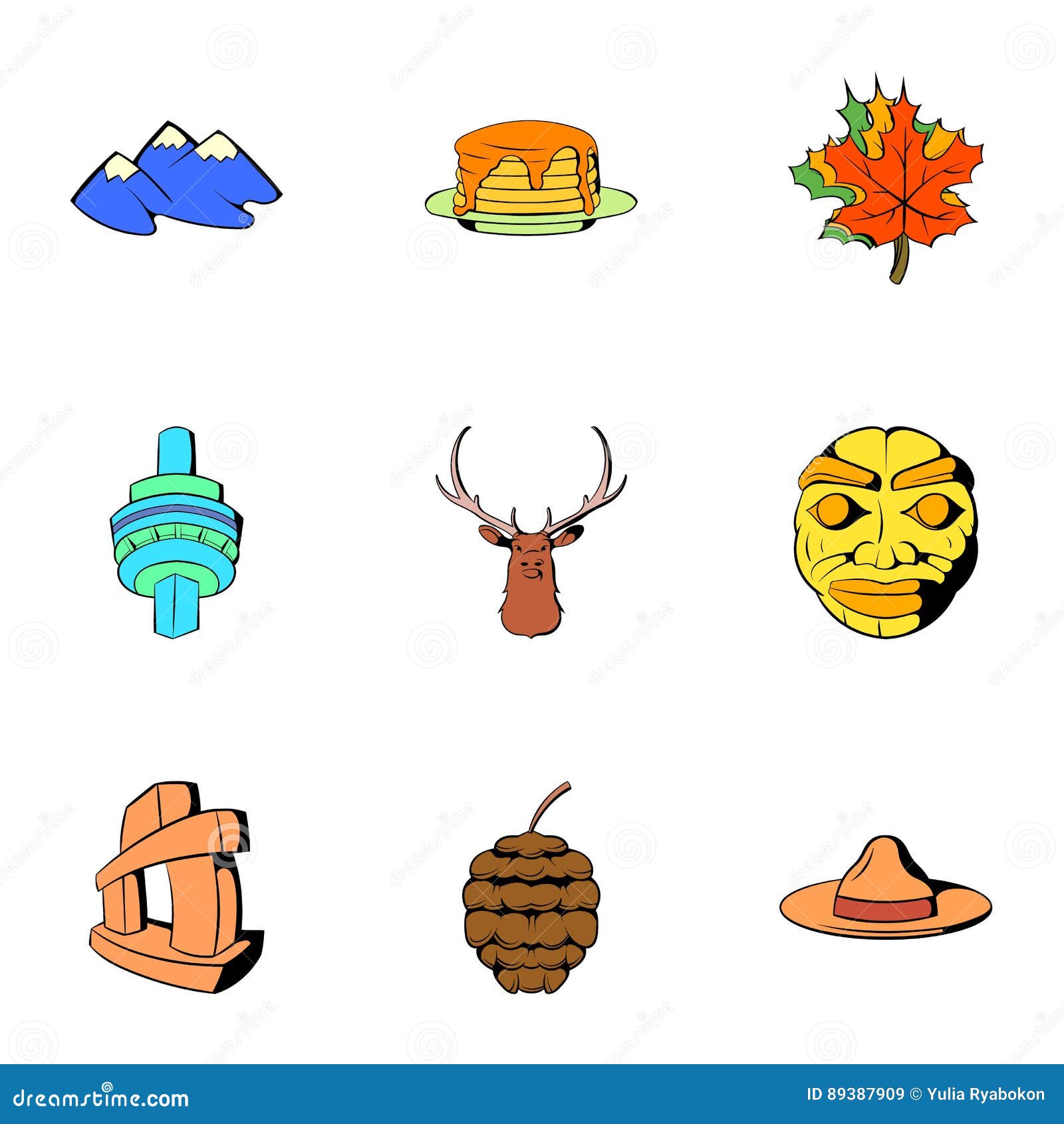 Canada Icons Set, Cartoon Style Stock Vector - Illustration of forest ...