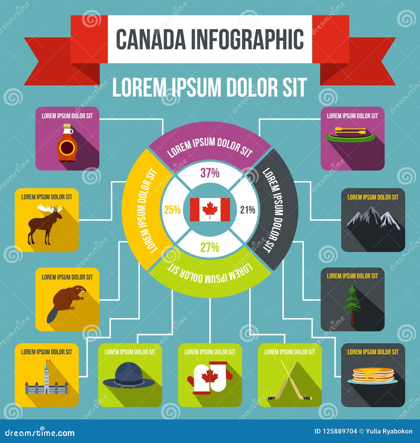 Canada Map With Infographic Elements. Infographics Layouts. Vector ...