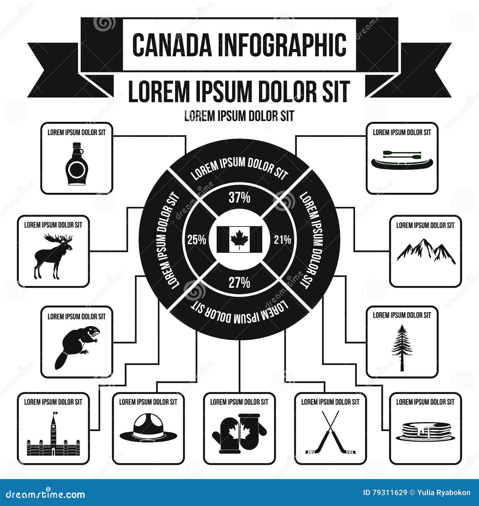 Canada Infographic Map - Illustration. Cartoon Vector | CartoonDealer ...