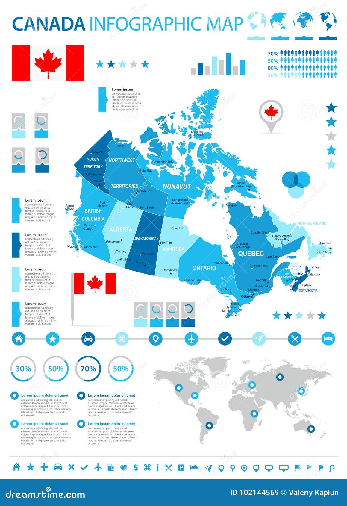 Canada - Infographic Map and Flag - Illustration Stock Illustration ...