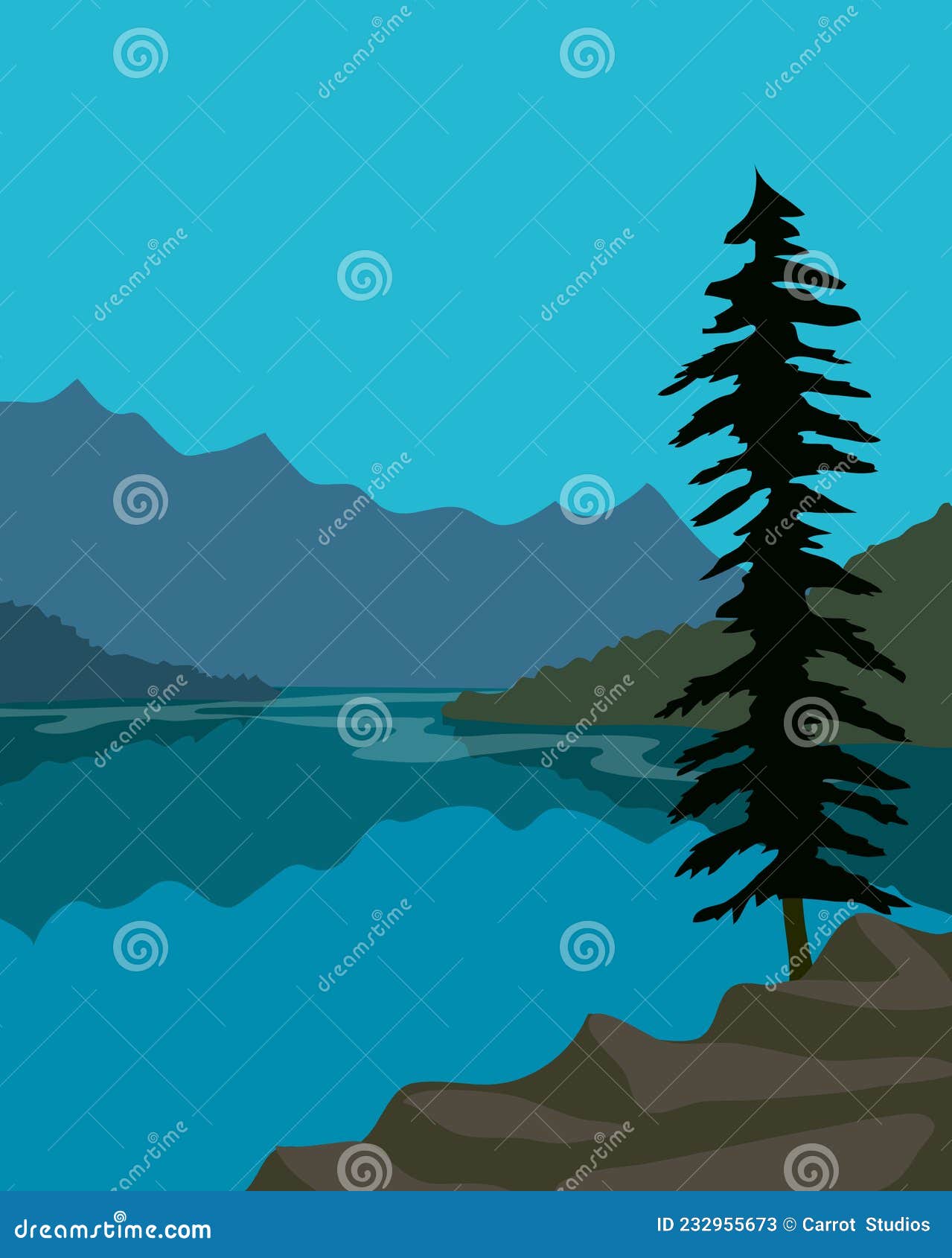 Canada Landscape Illustration Stock Vector - Illustration of mountains ...