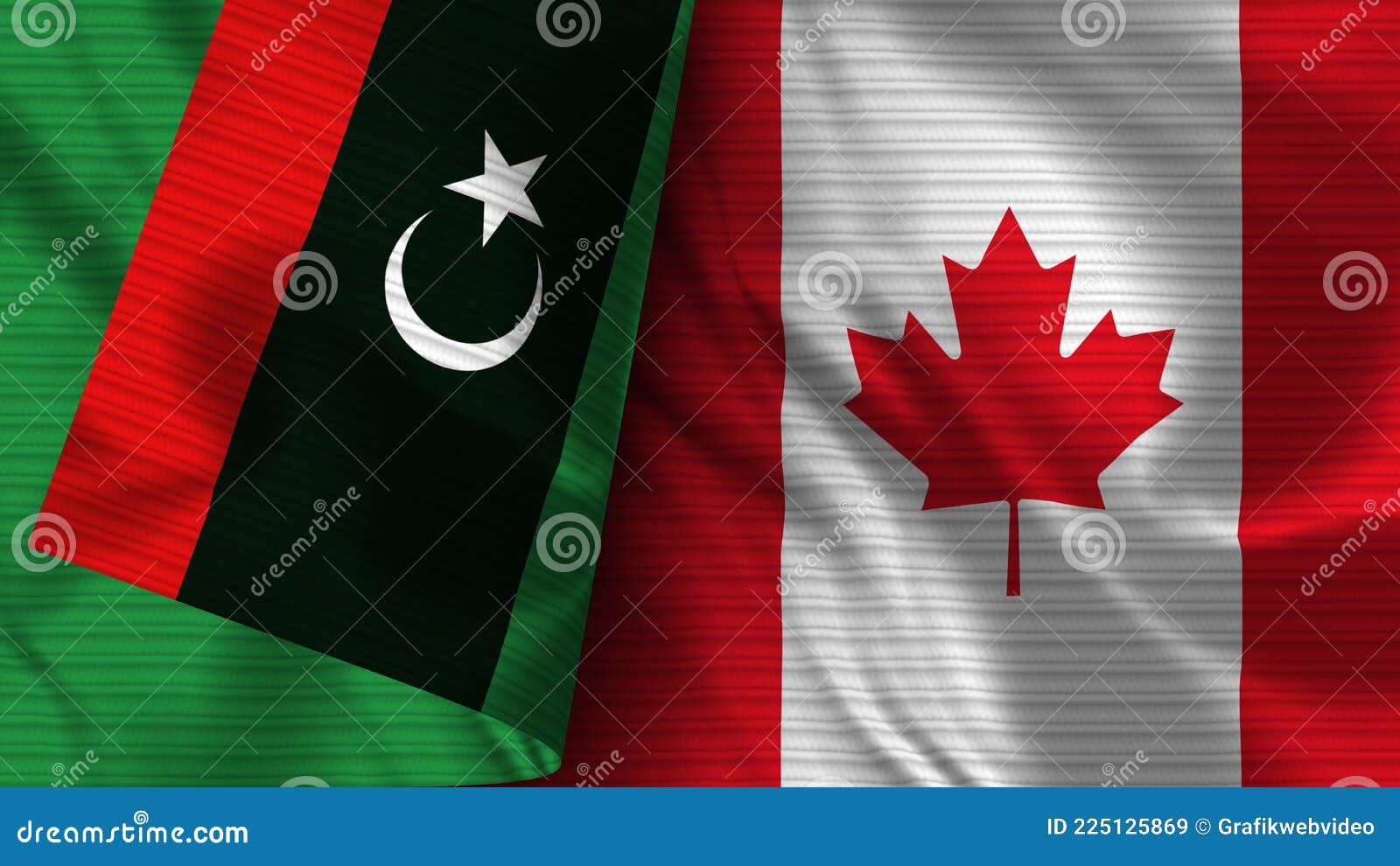 Canada and Libya Realistic Flag â€“ Fabric Texture Illustration Stock ...