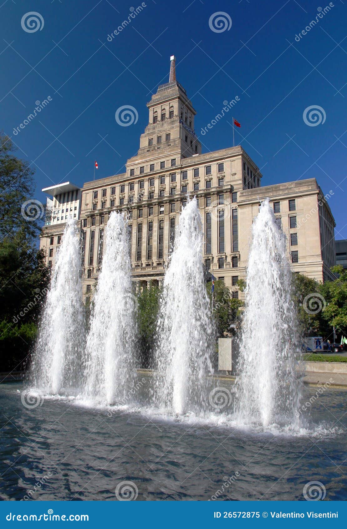 Canada Life Historic Building In Toronto With CN Tower In The ...