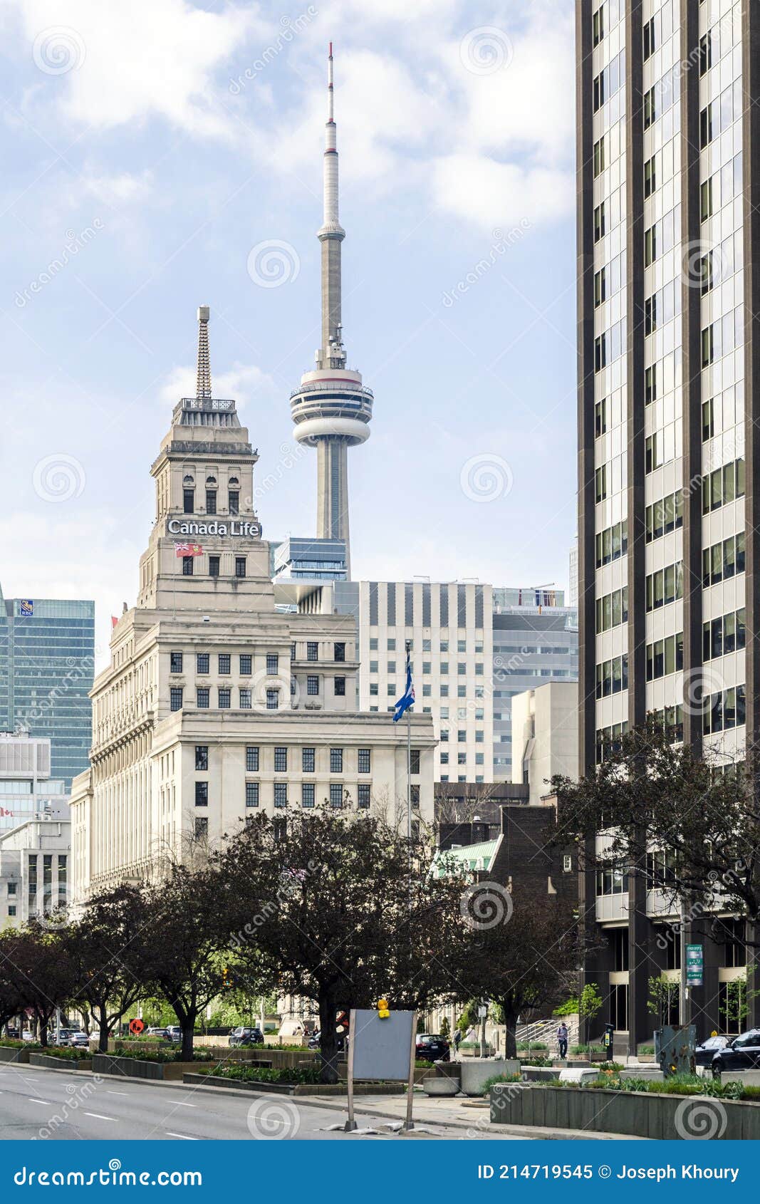 Canada Life Historic Building in Toronto with CN Tower in the ...