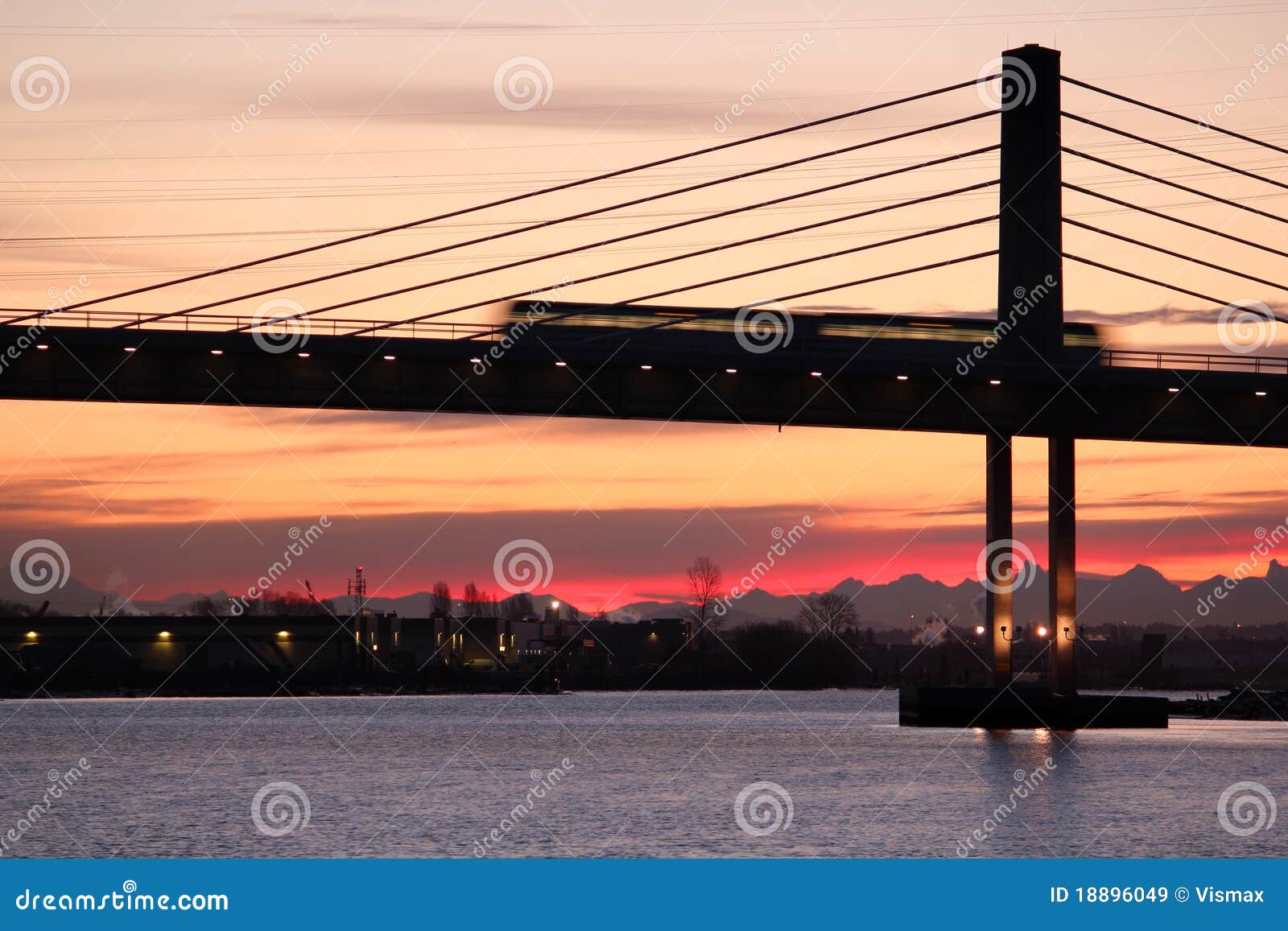 Canada Line Bridge Commuter Train Vancouver Stock Image - Image of ...