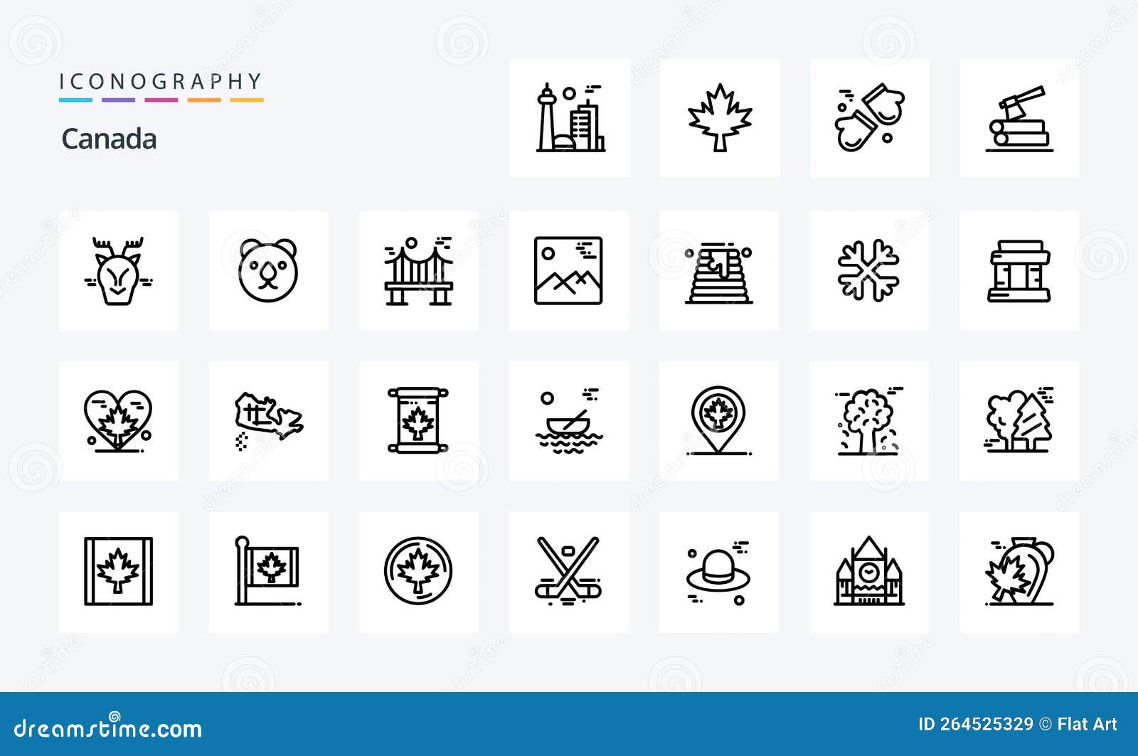 25 Canada Line icon pack stock vector. Illustration of snow - 264525329